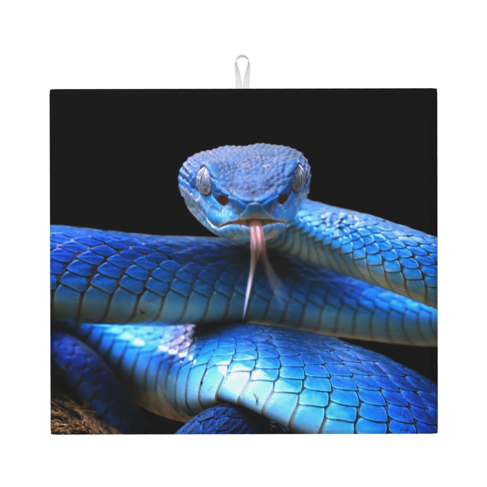 Uemuo Blue Viper Snake Pattern Dish Drying Mat,16*18 inch Absorbent ...