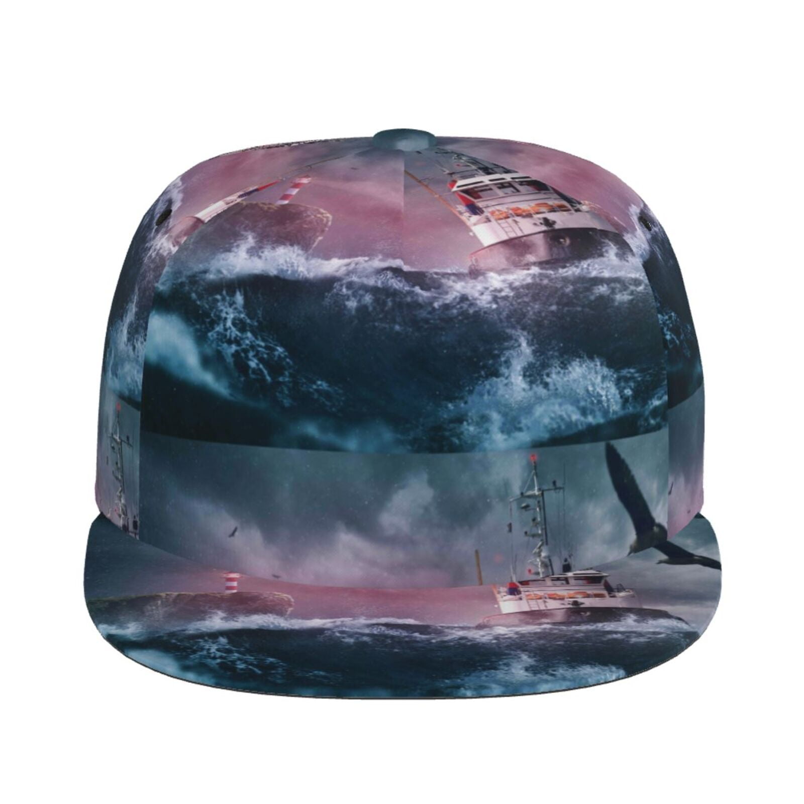 Uemuo Boat Lighthouse Storm Waves Pattern Women's Baseball Cap,Straight ...