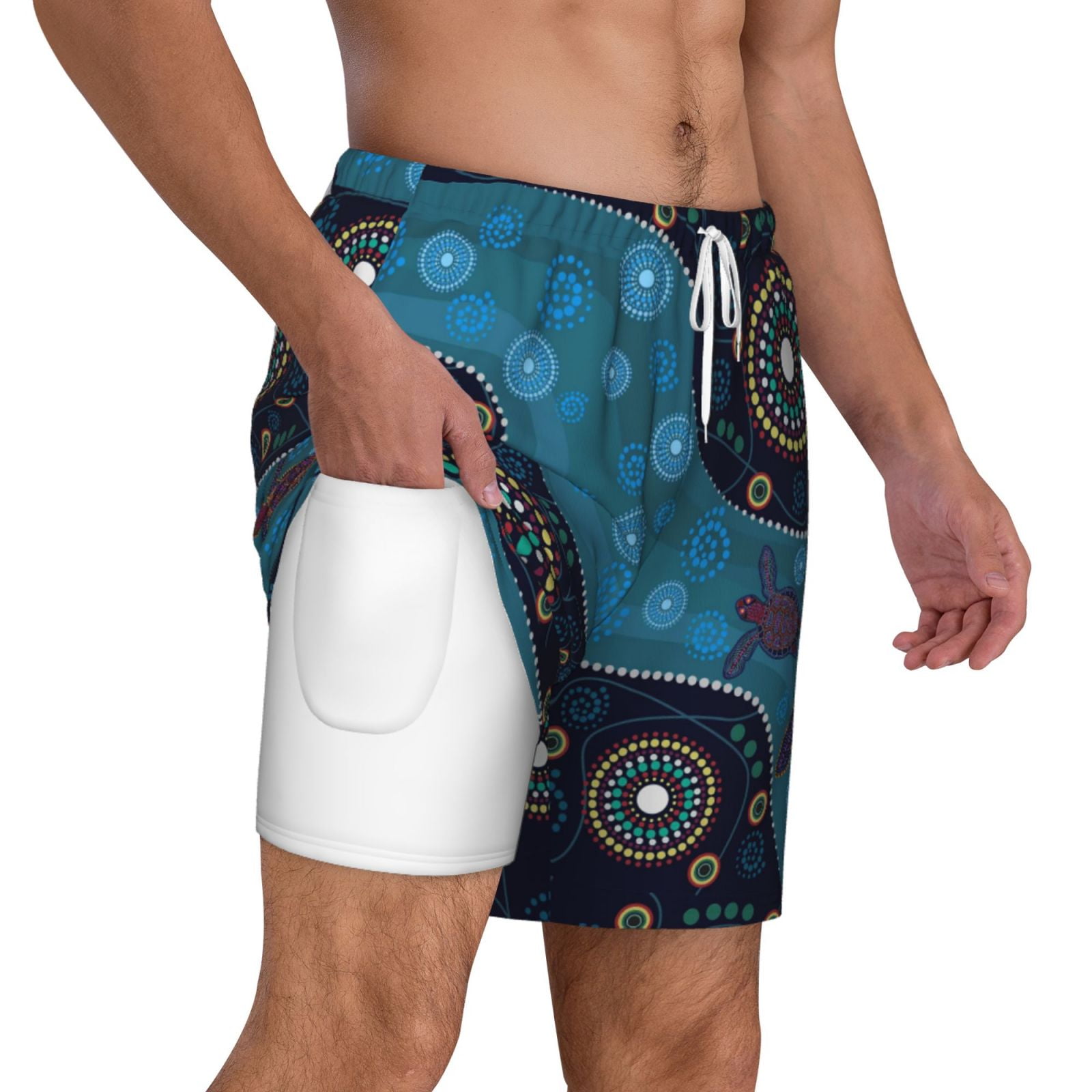 Uemuo Bohemian Turtle Pattern Mens Swim Trunks Quick Dry Board Shorts ...