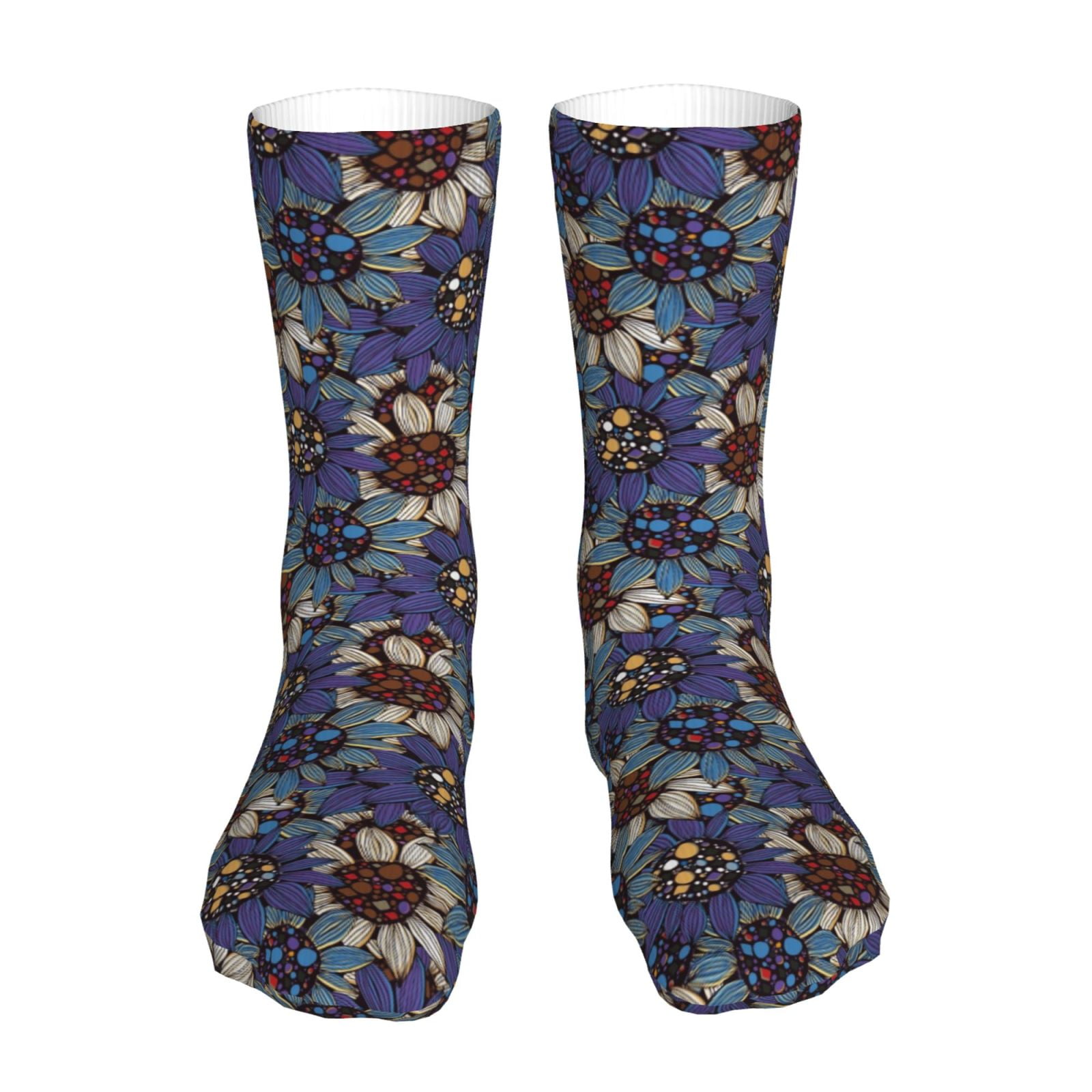 Uemuo Boho Style Sunflowers Design for 16in Socks, Cotton Socks Sports ...