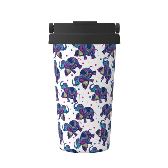 Uemuo Boho elephant Print Carry Insulated Coffee Mug, Travel Mug with ...