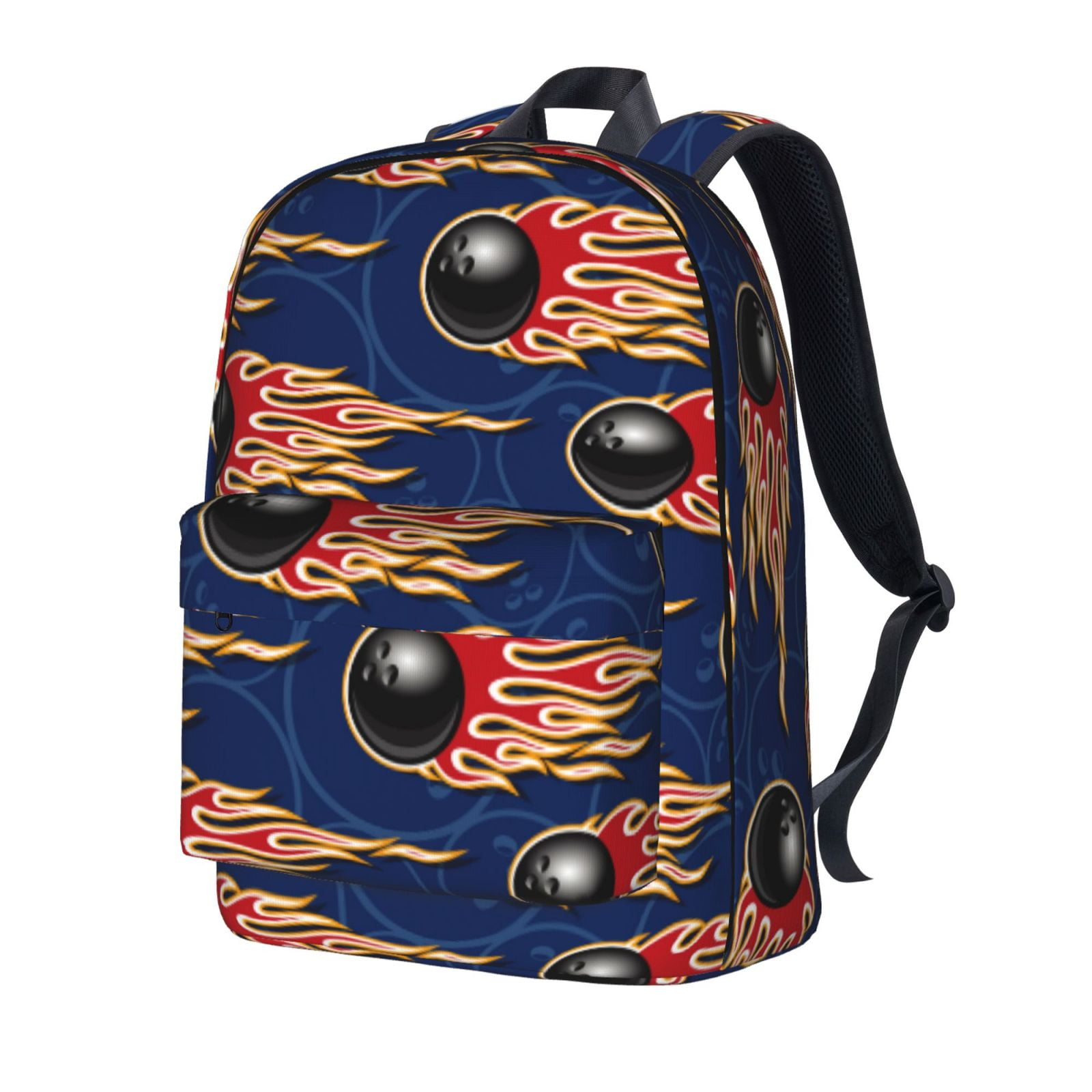 Uemuo Bowling Ball And Flame Pattern Backpack for Work and Travel ...