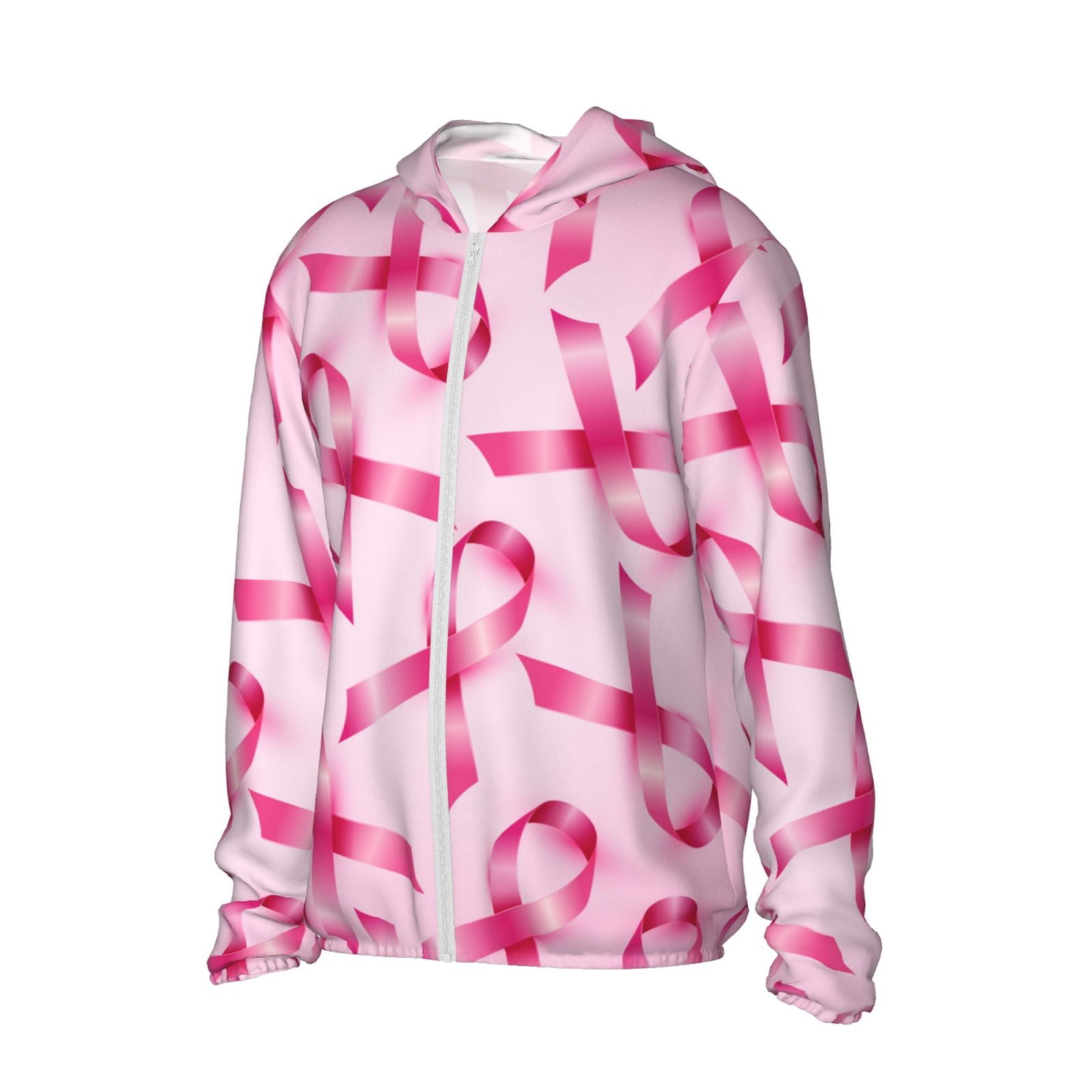 Uemuo Breast Cancer Ribbons Awareness Pattern Women's Full Zip UPF 50 ...