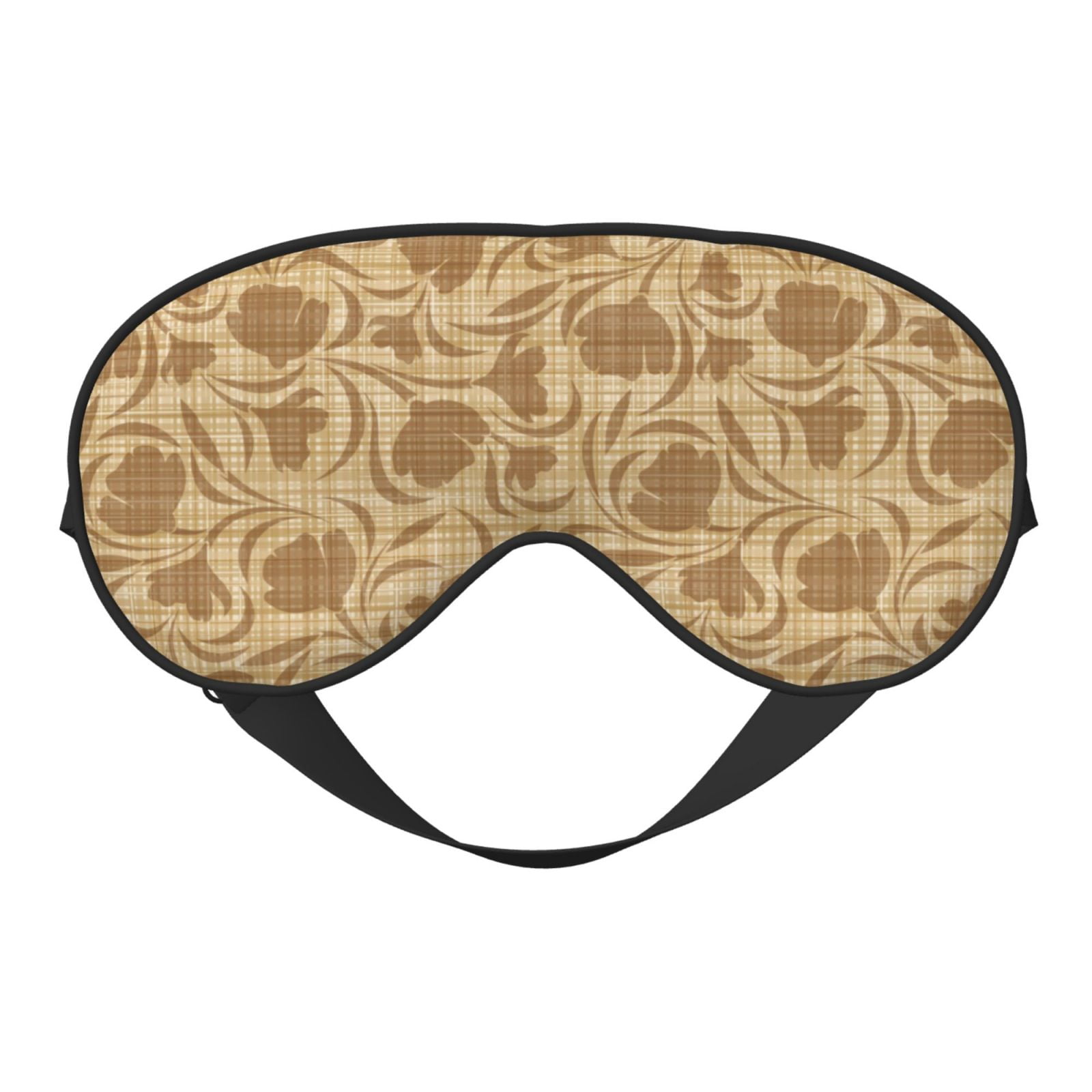 Uemuo Brown Flowers Pattern Sleep Eye Mask - Light Blocking Sleep Mask ...