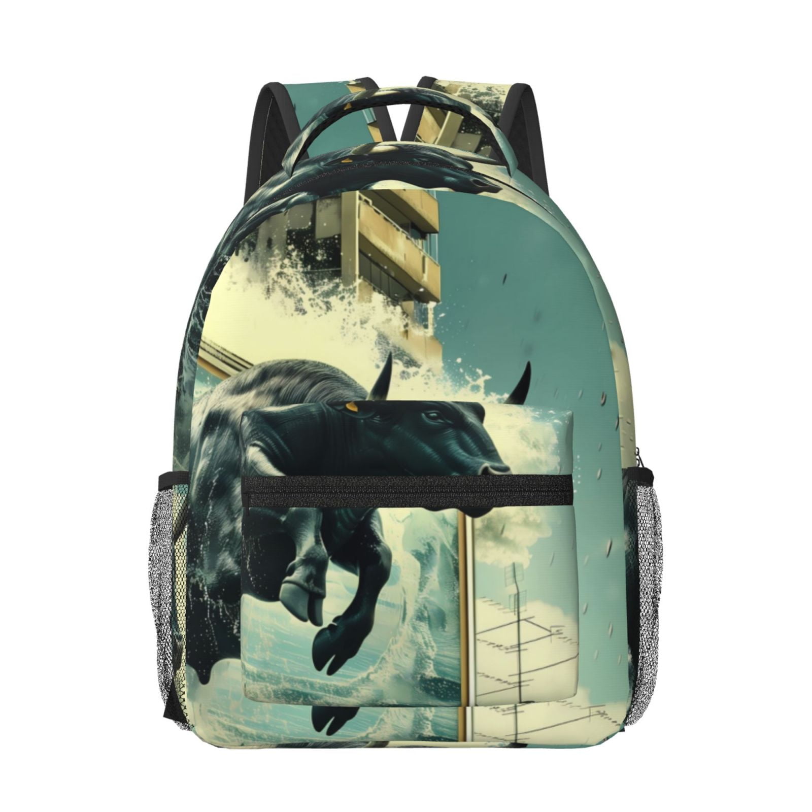 Uemuo Bull Charging Through Waves Printed Student Durable Water ...