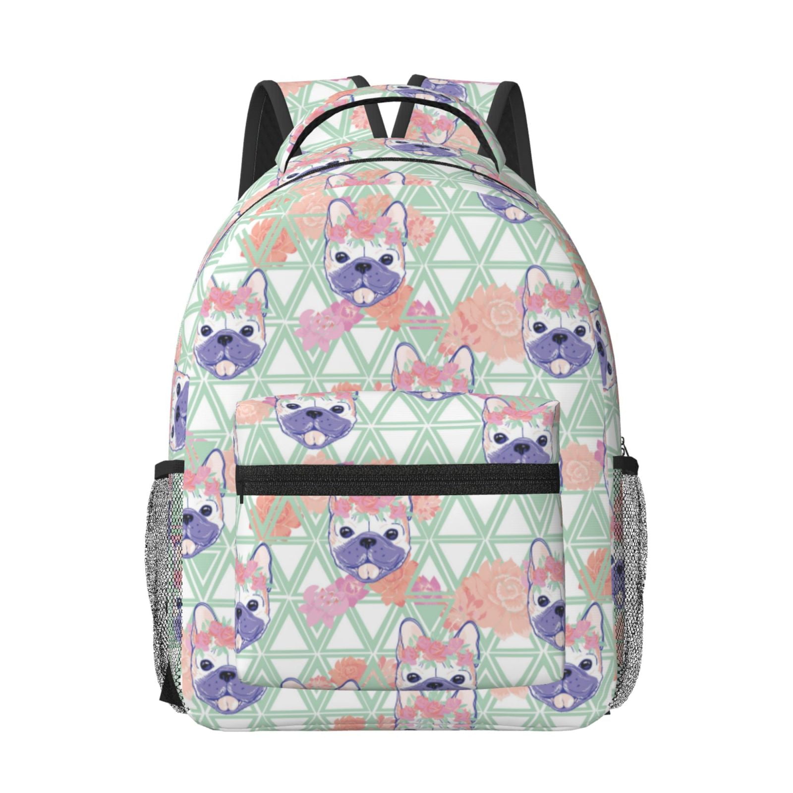 Uemuo Bulldog Printed Student Durable Water-resistant Backpack,Travel ...