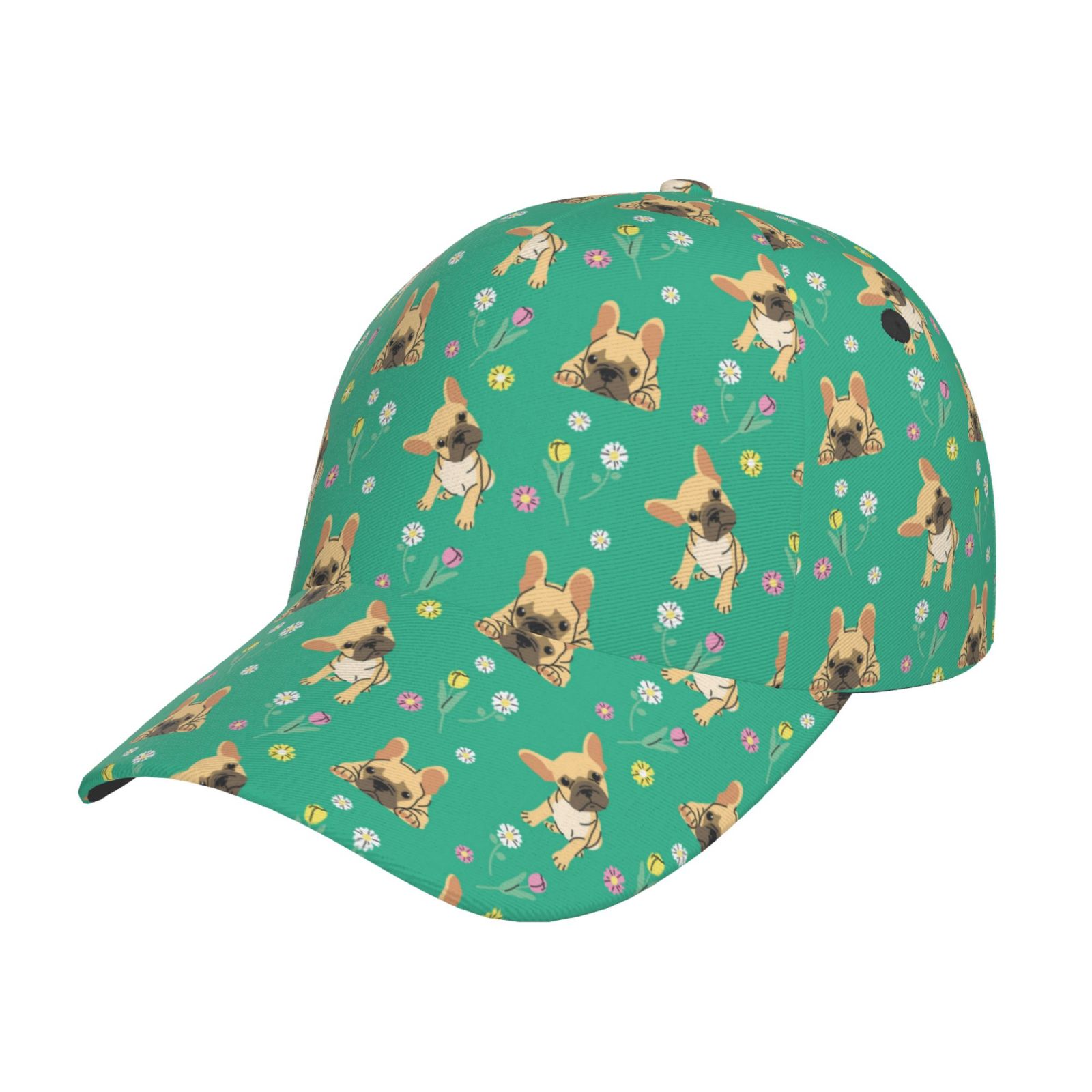 Uemuo Bulldog Puppy Flower Pattern Baseball Cap Golf Dad Hat Adjustable ...
