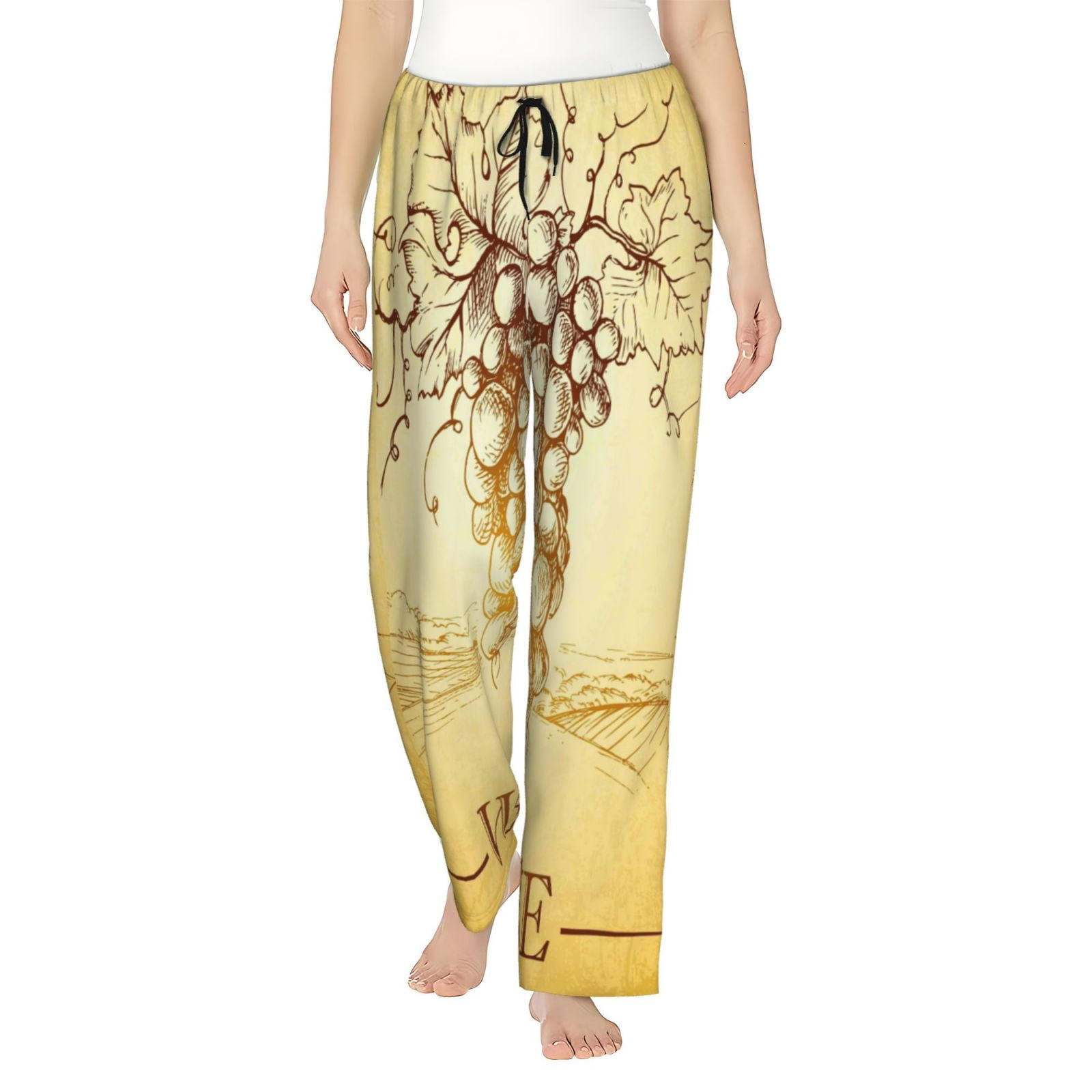 Uemuo Bunch of Grapes Pattern Women's Wide Leg Palazzo Lounge Pants ...