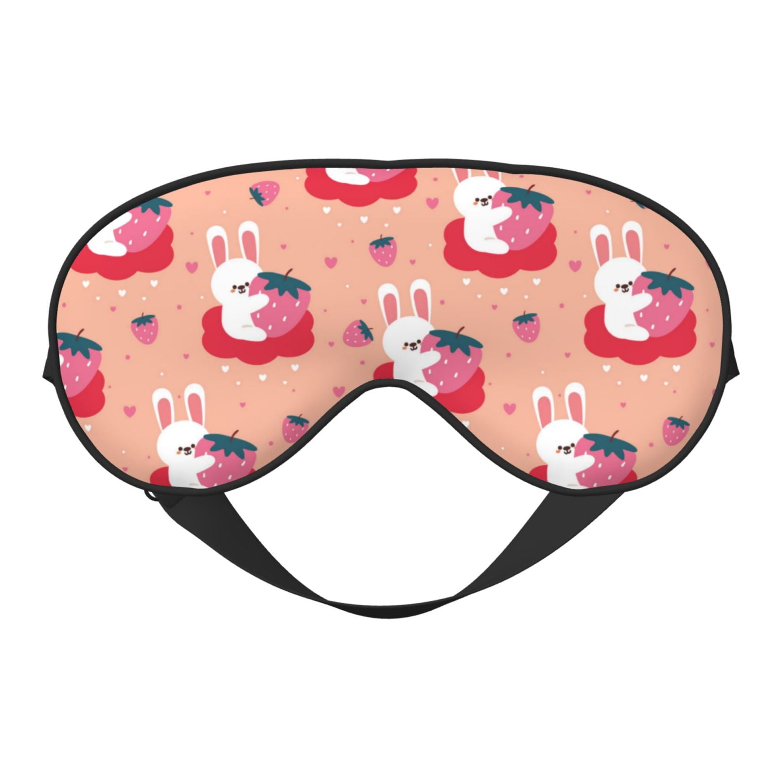 Uemuo Bunny And Strawberry Pattern Sleep Eye Mask - Light Blocking ...