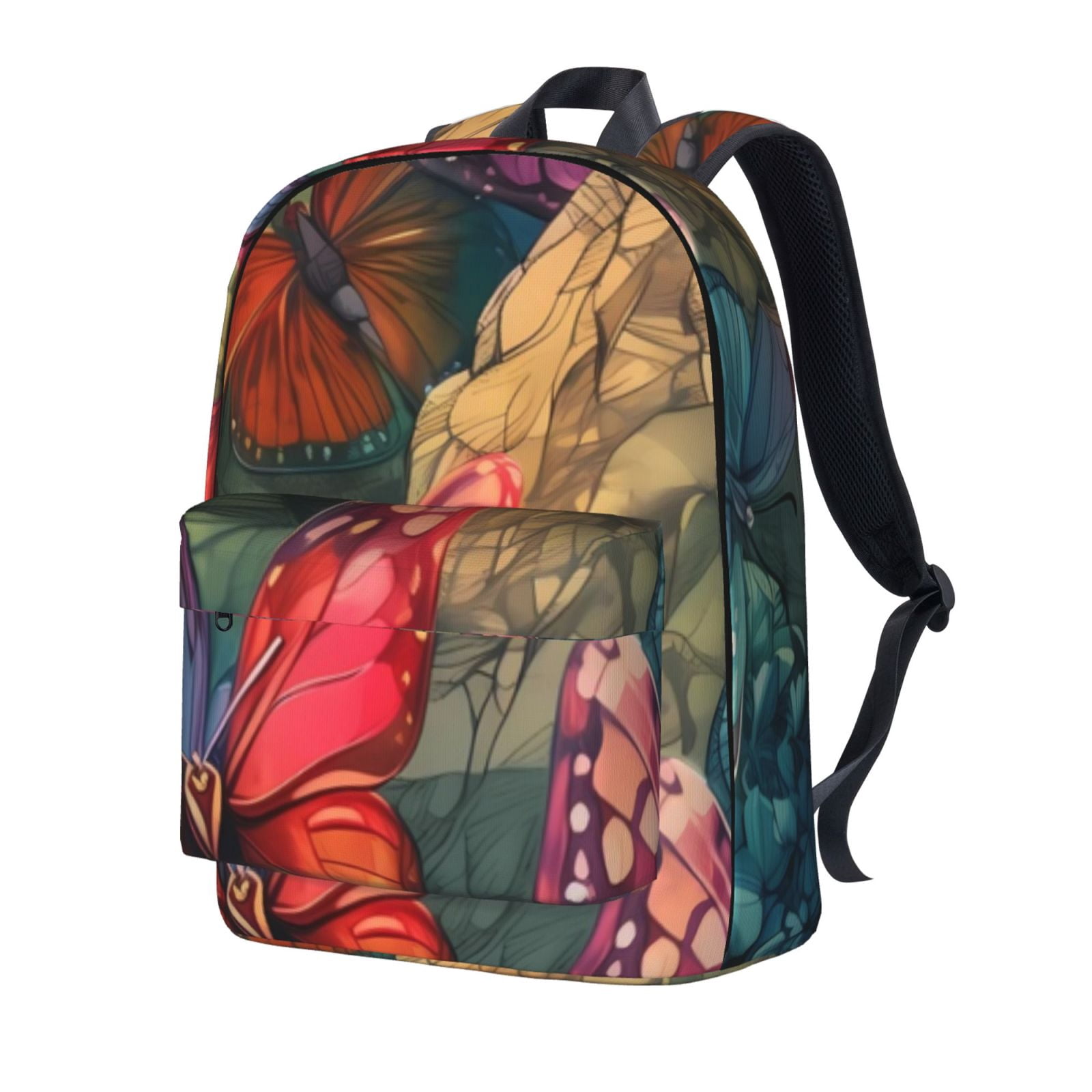 Uemuo Butterflies On Rocky Cliff Pattern Backpack for Work and Travel ...