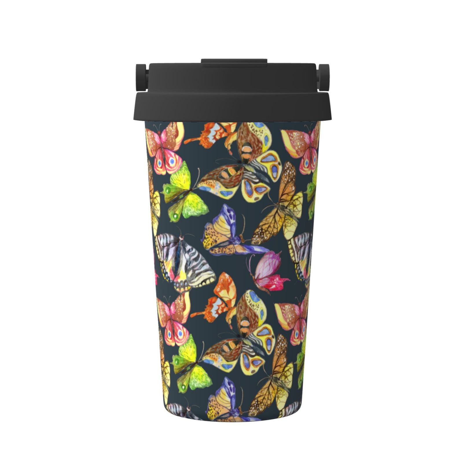 Uemuo Butterfly Wild Insect Print Carry Insulated Coffee Mug, Travel ...