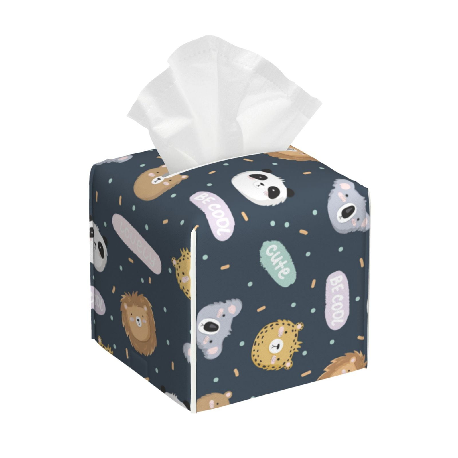 Uemuo Cartoon Animals Tissue Box Cover Holder, Square with Bottom Belt ...
