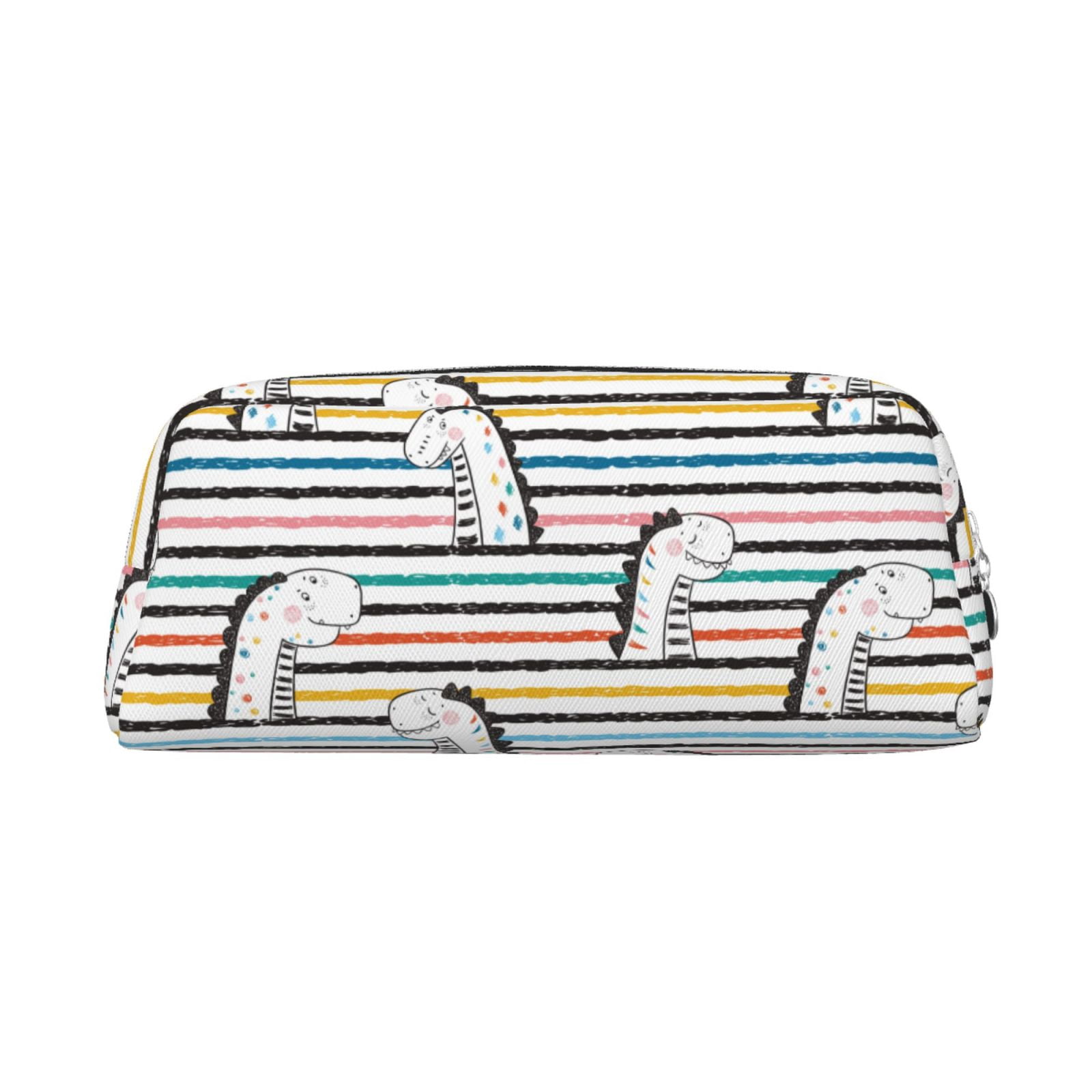 Uemuo Cartoon Dinosaurs Printed Leather Pencil Case, Pencil Pouch ...