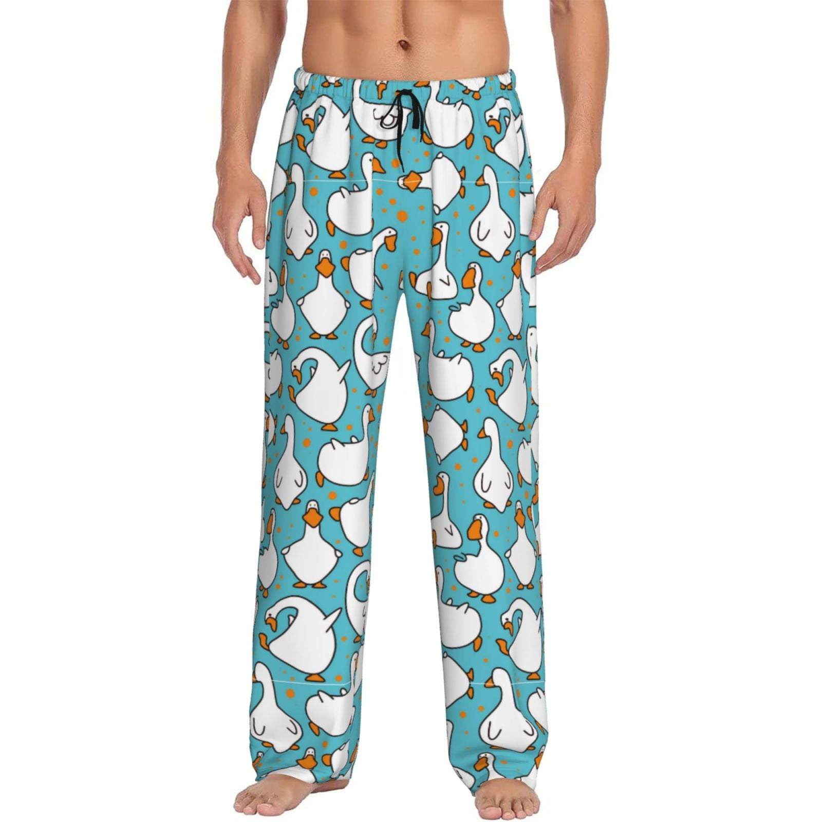 Uemuo Cartoon Funny Goose Pattern Men's Wide Leg Palazzo Lounge Pants ...