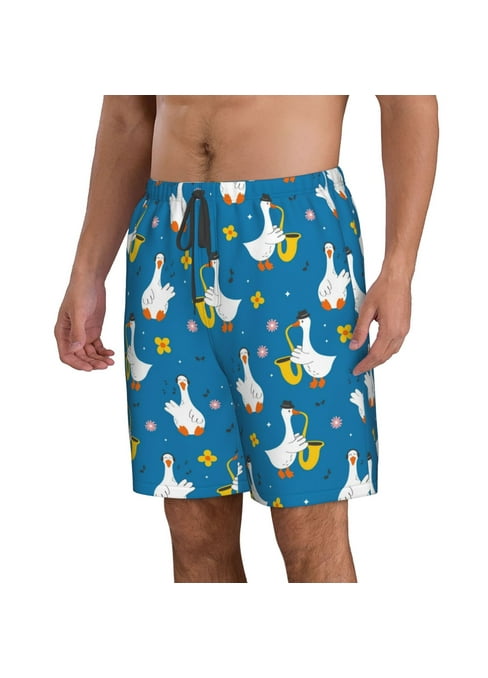 Cauagu Flamingo And Pineapple Print Men's Swim Trunks,Hawaiian Bathing ...