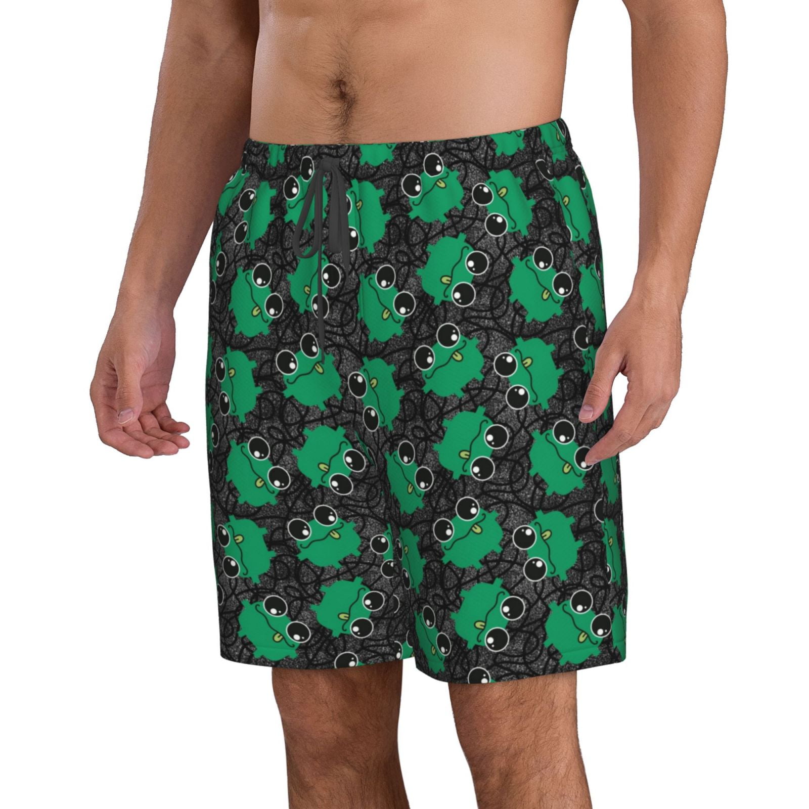 Uemuo Cartoon Kawaii Frogs Pattern Men's Swim Trunks Hawaiian Beach ...