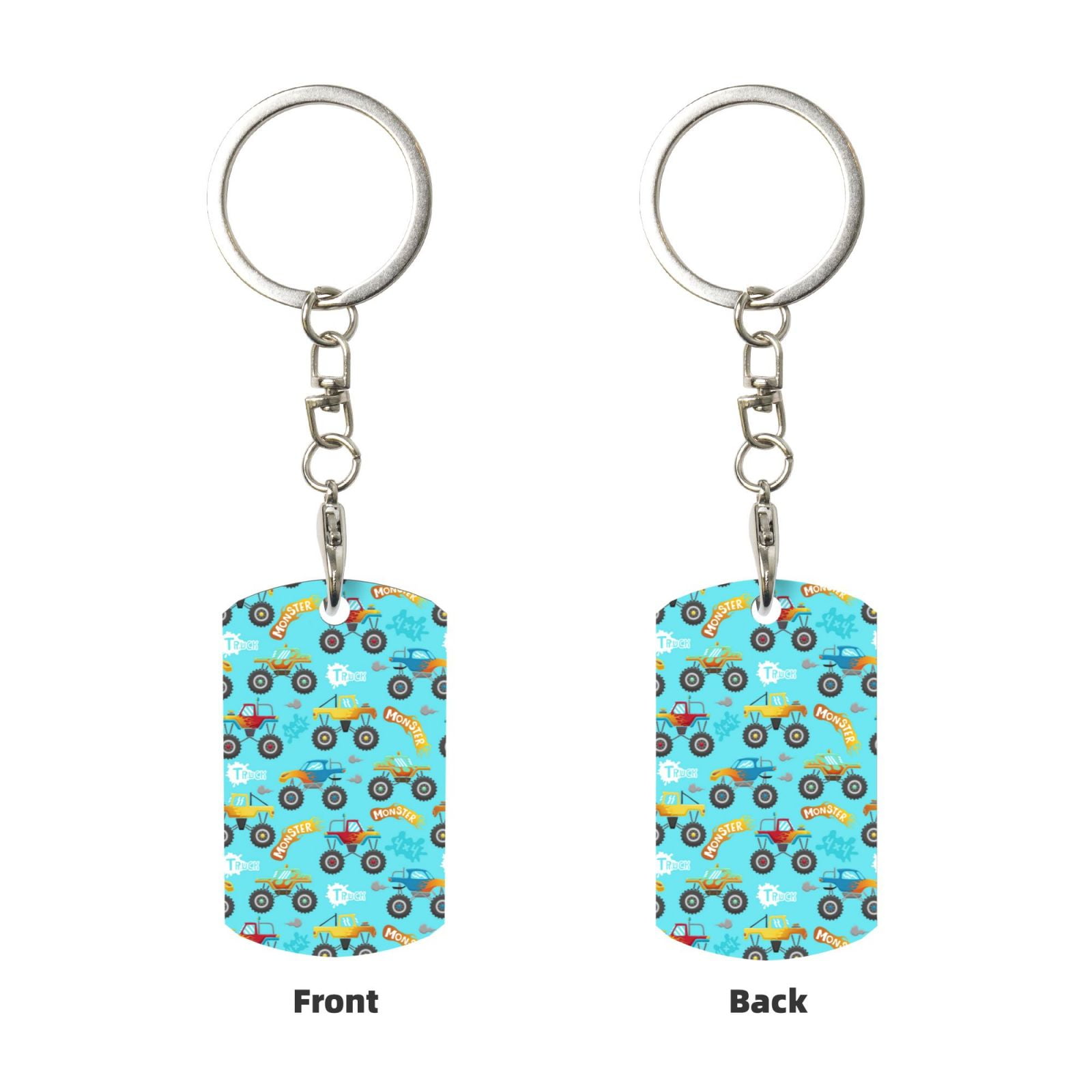 Uemuo Cartoon Monster Truck Pattern Rectangular Metal Keychain ...