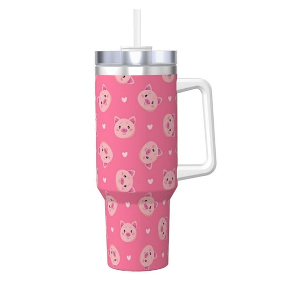 Uemuo Cartoon Pigs and Hearts Print 40oz Ice Bully With Handle And ...