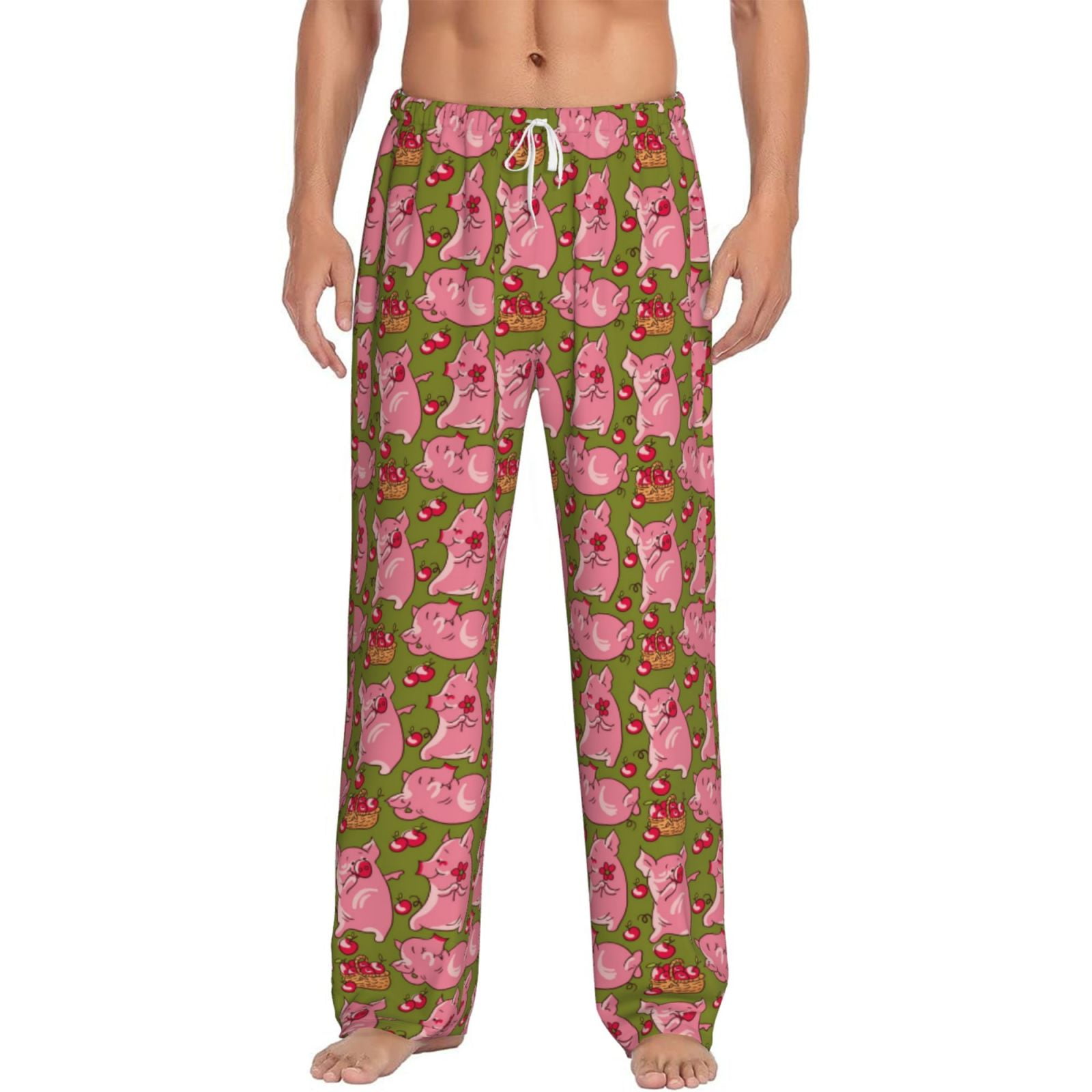 Uemuo Cartoon Pigs Pattern Men's Wide Leg Palazzo Lounge Pants with ...