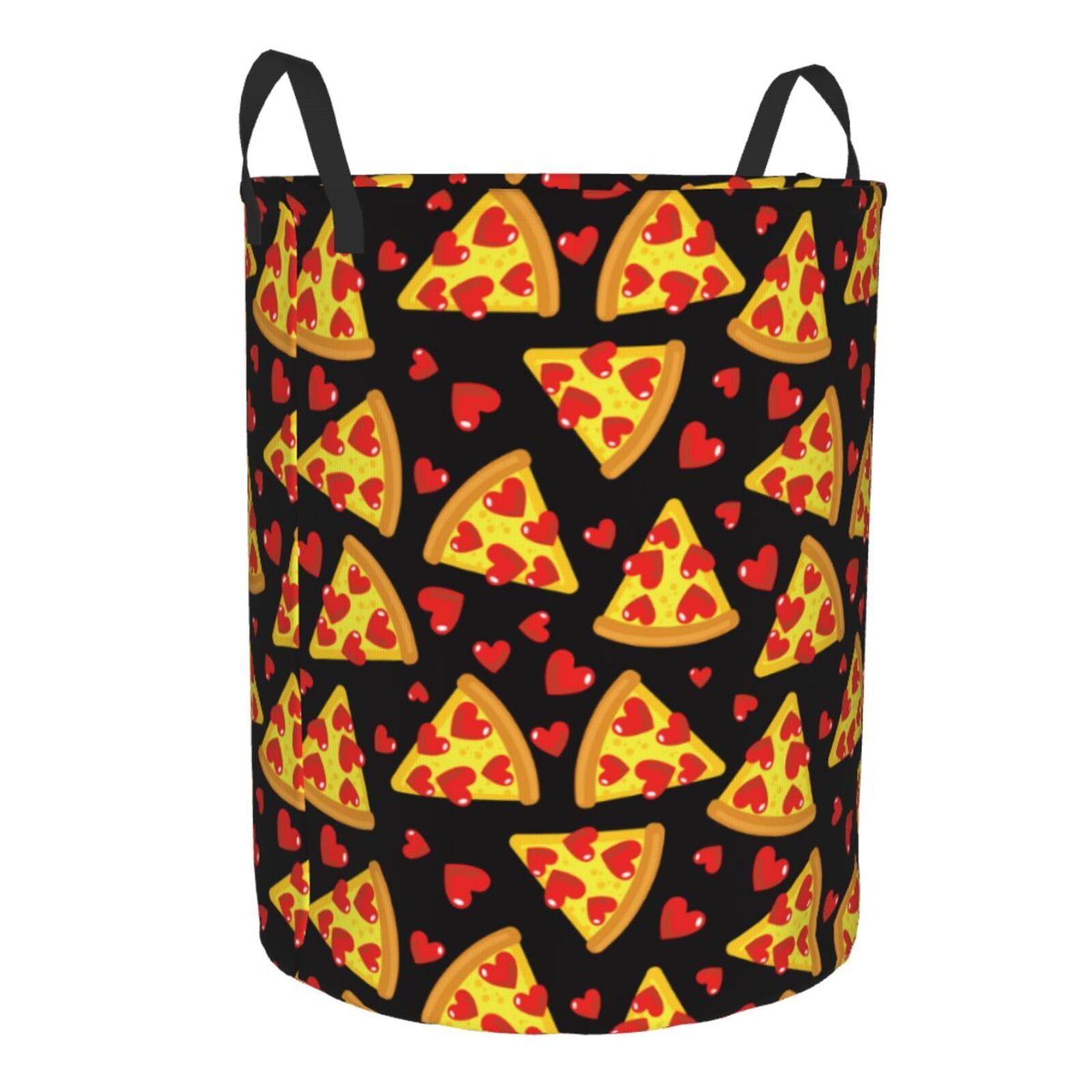 Uemuo Cartoon Pizza Pattern Circular Laundry Hamper Basket with handles ...