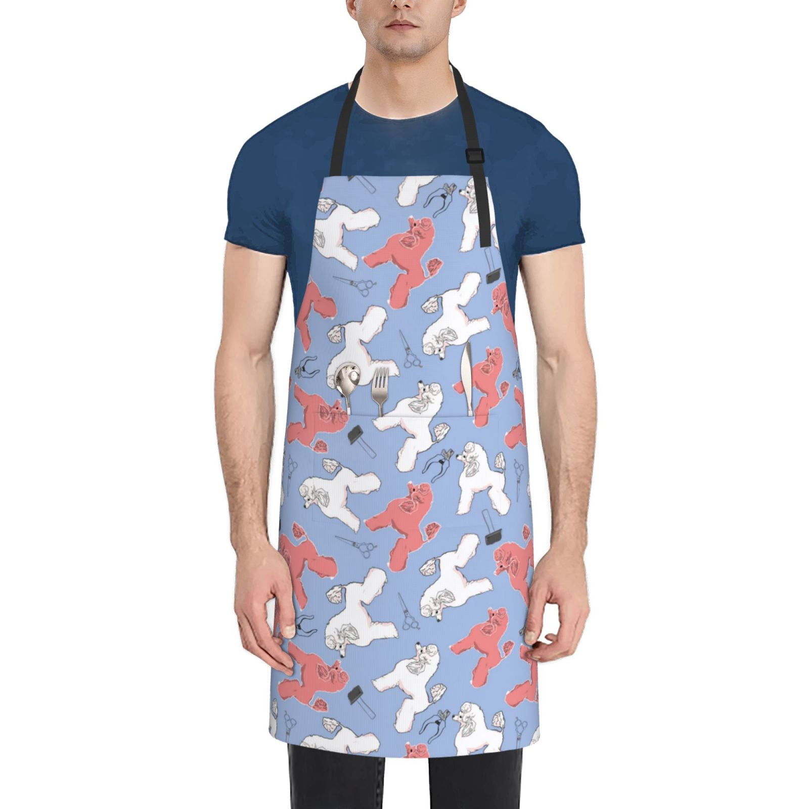 Uemuo Cartoon Poodle Dog Pattern Waterproof Apron Adjustable Dishwasher ...