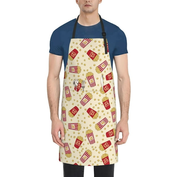 Uemuo Cartoon Popcorn Pattern Waterproof Apron Adjustable Dishwasher ...