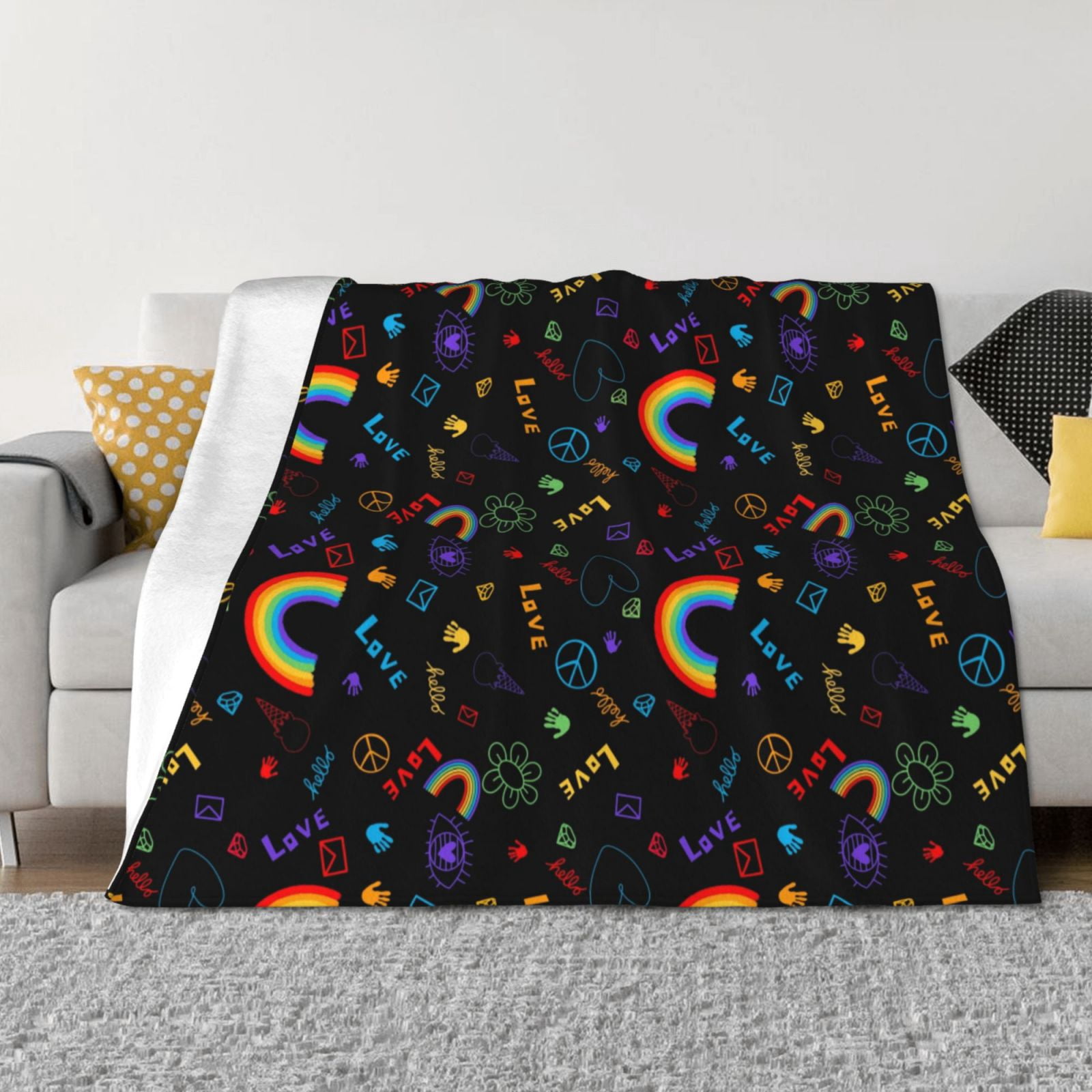 Uemuo Cartoon Pride Lgbt Printed Throw Blanket for Couch, Fluffy Fuzzy ...