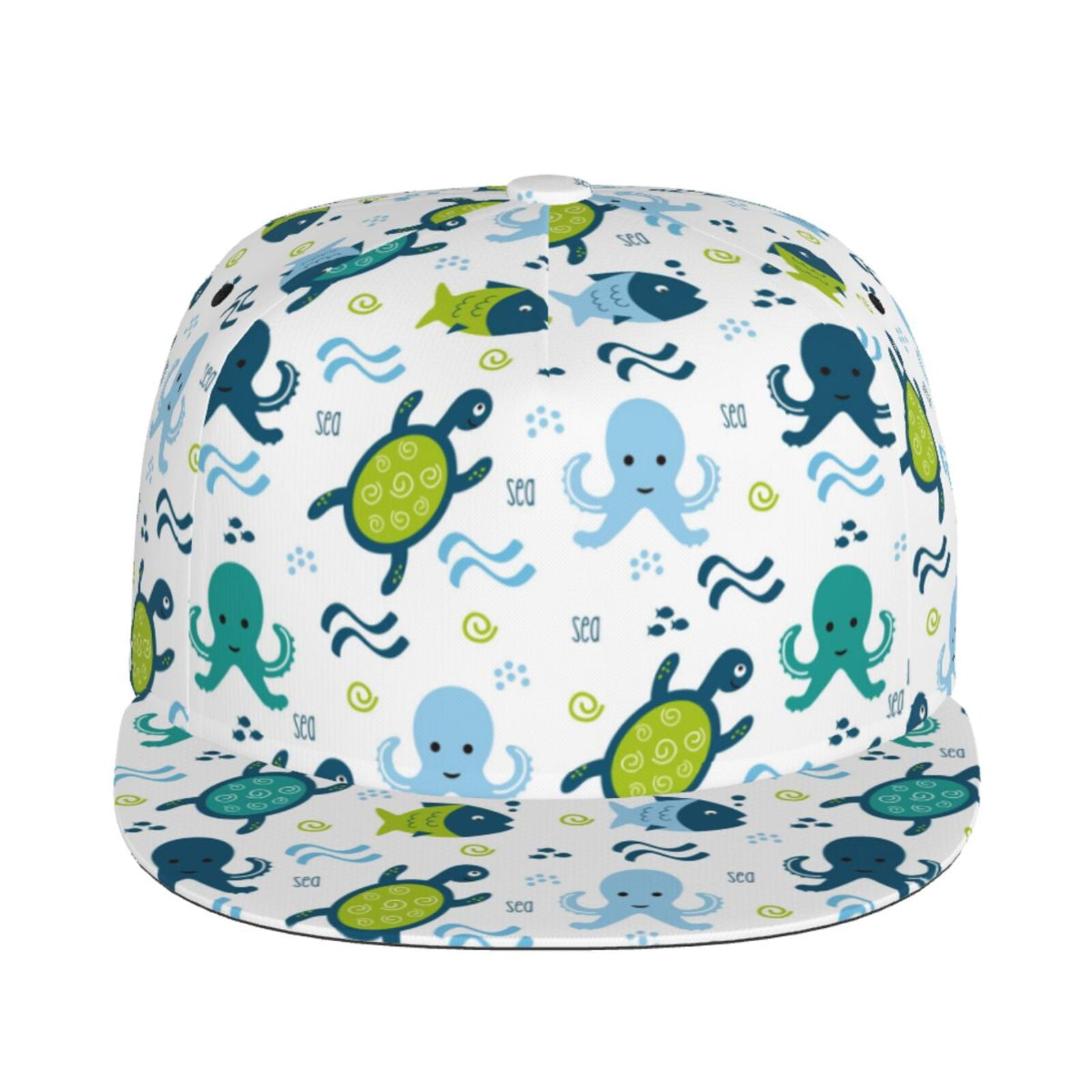 Uemuo Cartoon Sea Creatures Pattern Women's Baseball Cap,Straight Brim ...