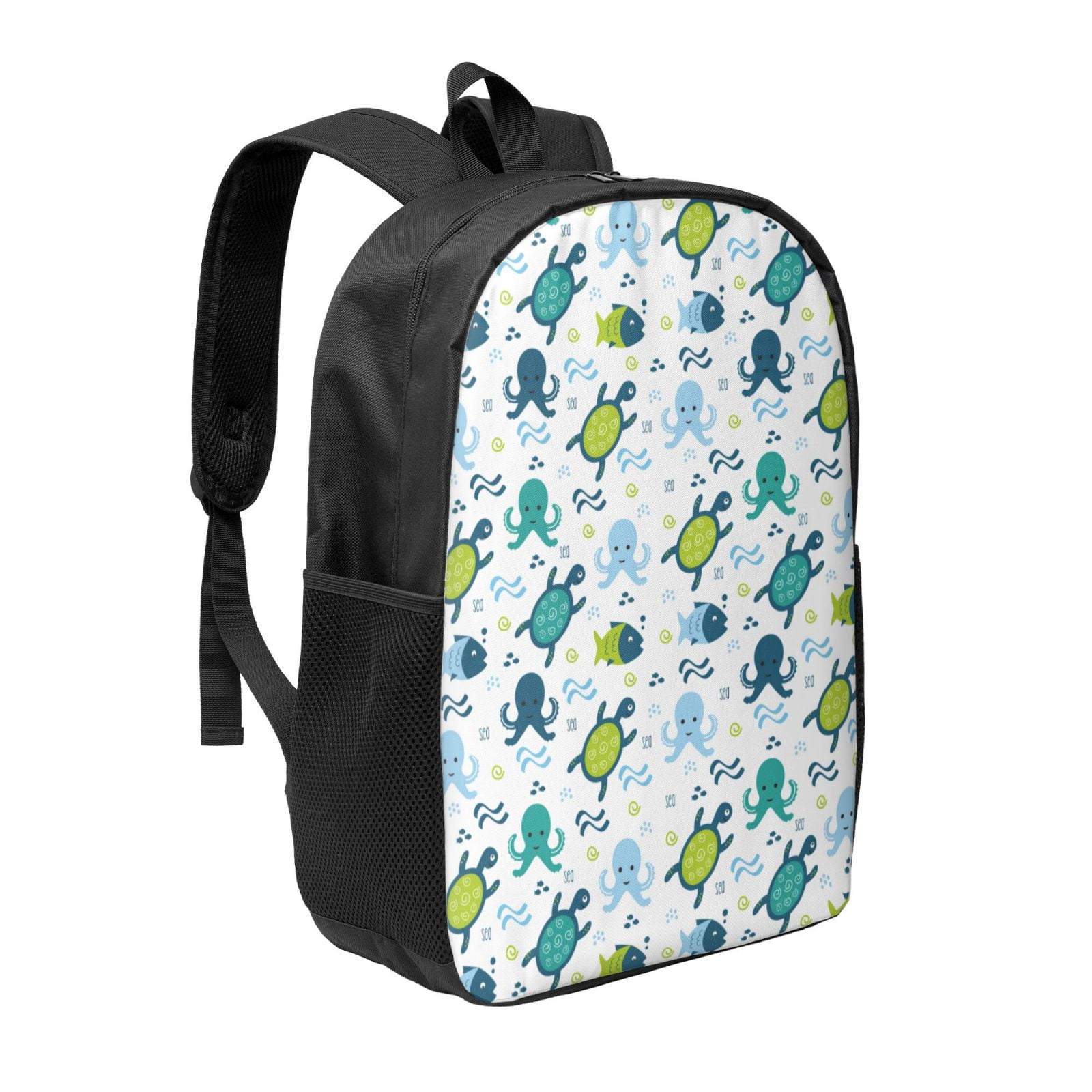 Uemuo Cartoon Sea Creatures Printed Durable 17-inch Student Backpack ...