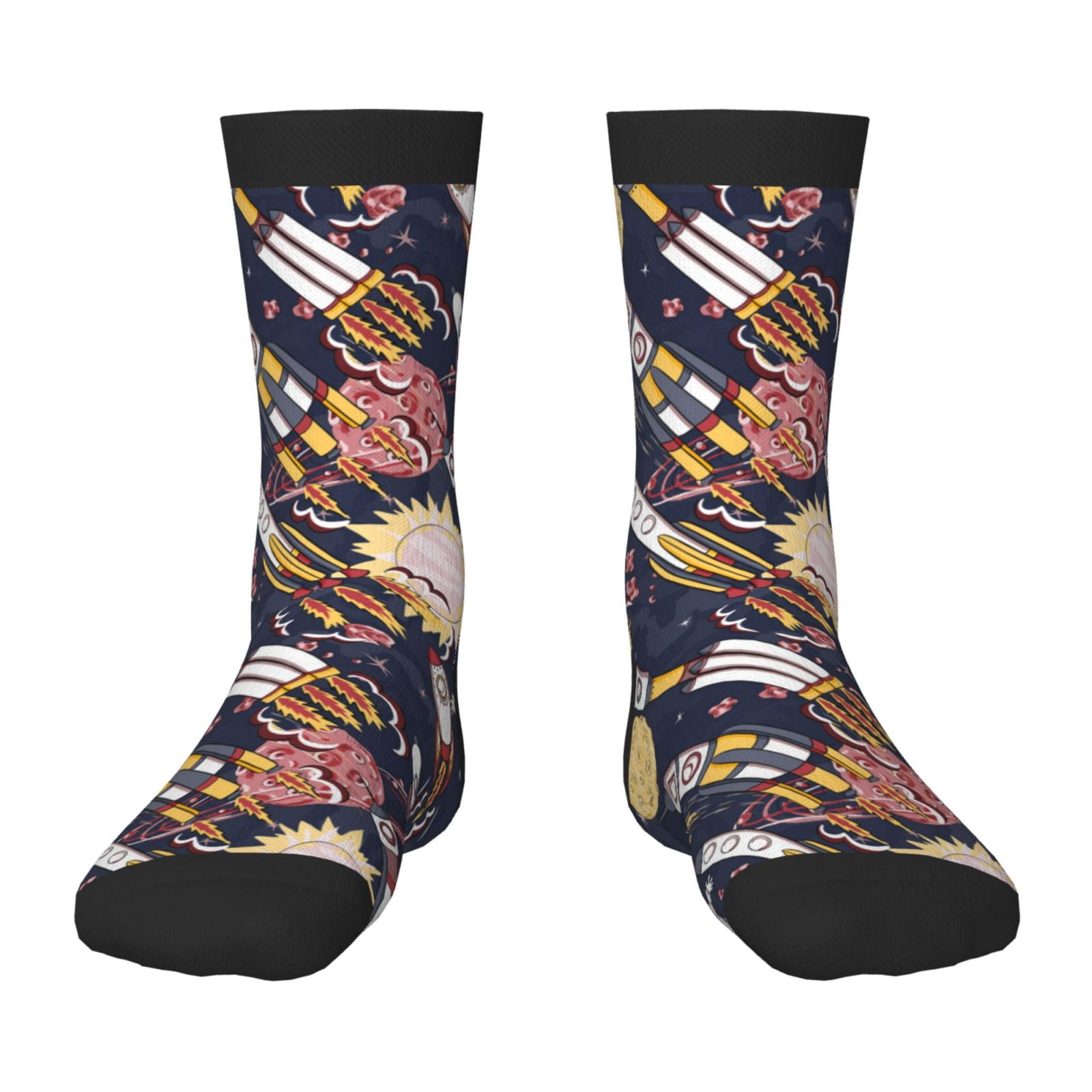 Uemuo Cartoon Space 1 Printed Kids Boys Socks Seamless Crew Socks Crazy ...
