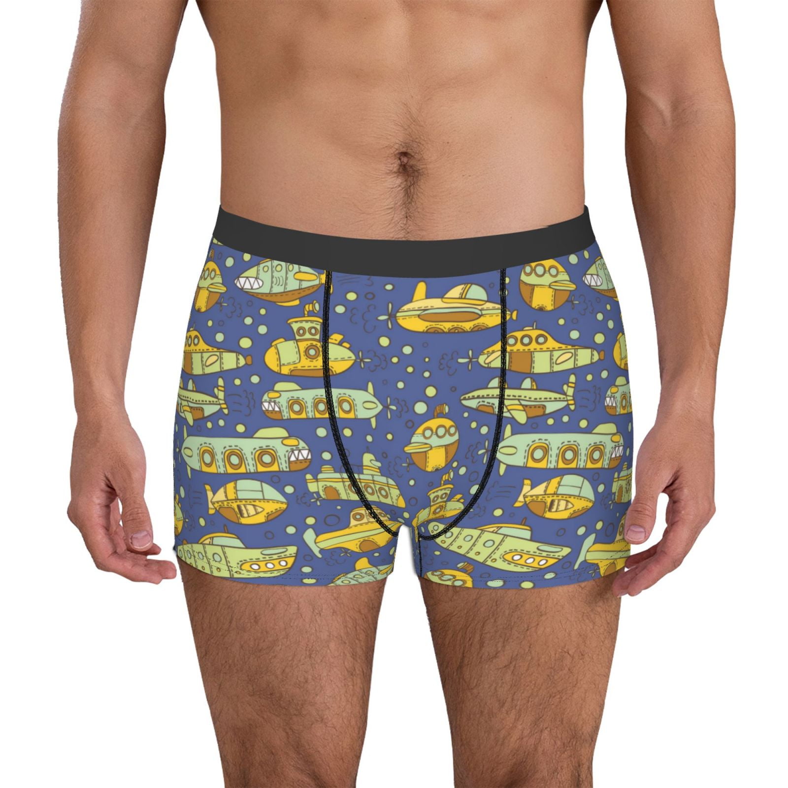 Uemuo Cartoon Submarines Pattern Men's Boxer Briefs,Trunk Anti-Chafing ...
