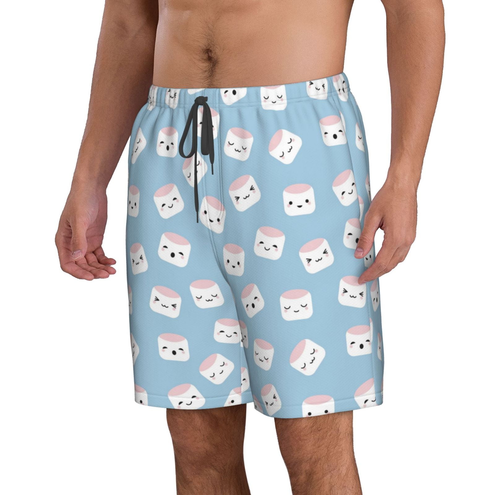 Uemuo Cartoon Sushi Pattern Men's Swim Trunks Hawaiian Beach Bathing ...