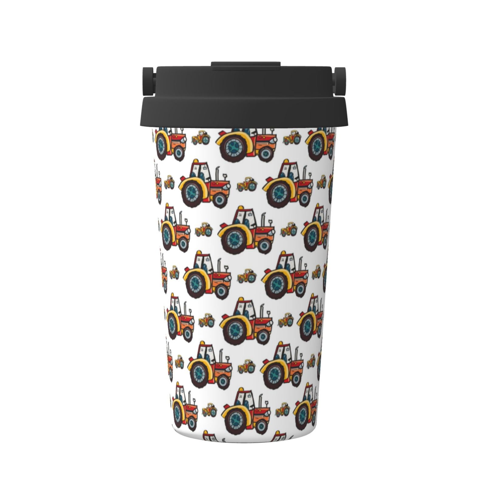 Uemuo Cartoon Tractor Print Carry Insulated Coffee Mug, Travel Mug with ...