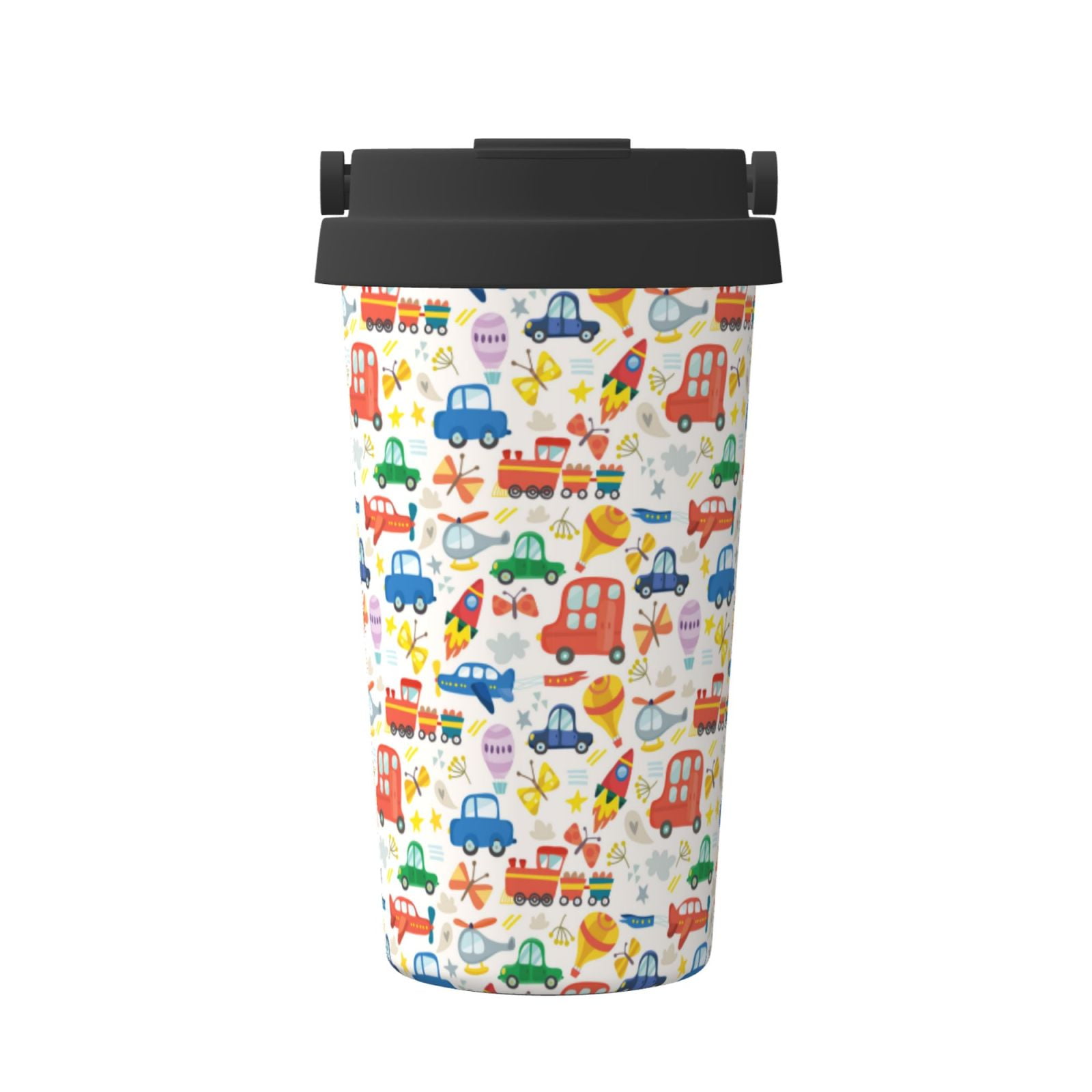 Uemuo Cartoon Transportation Print Carry Insulated Coffee Mug, Travel ...