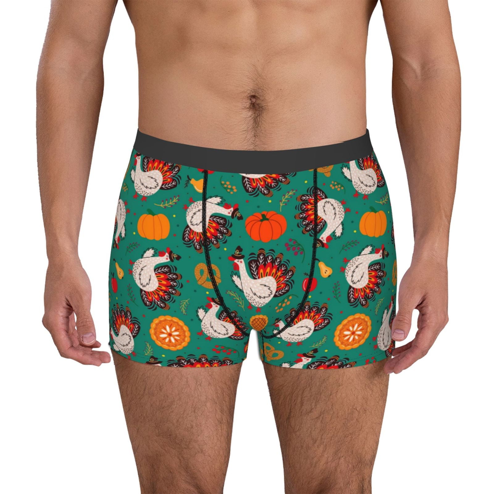 Uemuo Cartoon Turkey Pattern Men's Boxer Briefs,Trunk Anti-Chafing ...