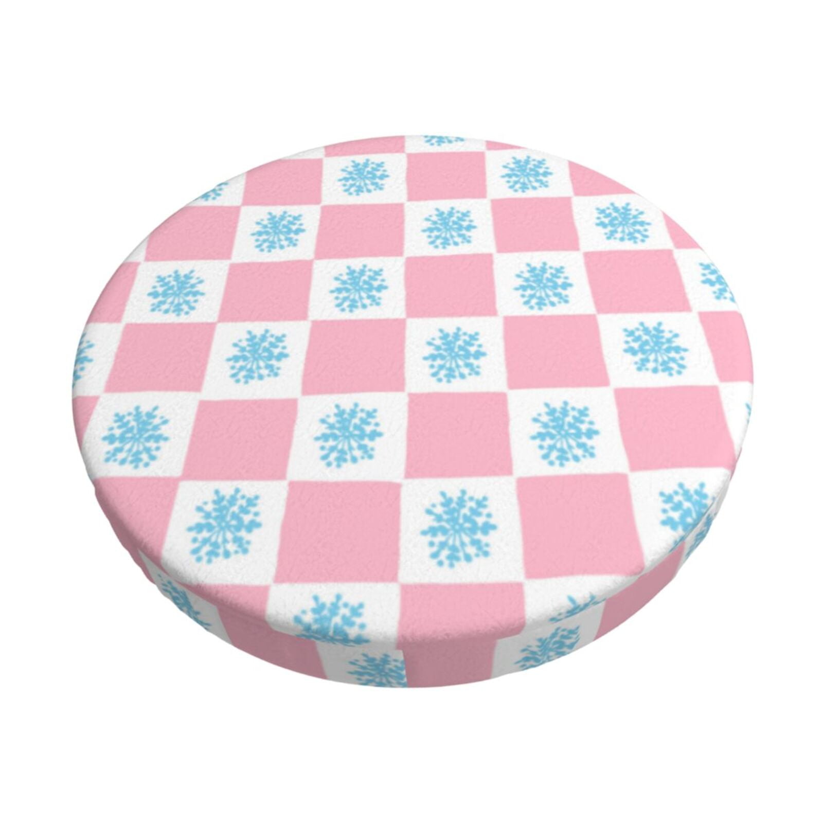 Uemuo Checkerboard With Snowflake Pattern Round Bar Stool Seat Covers ...