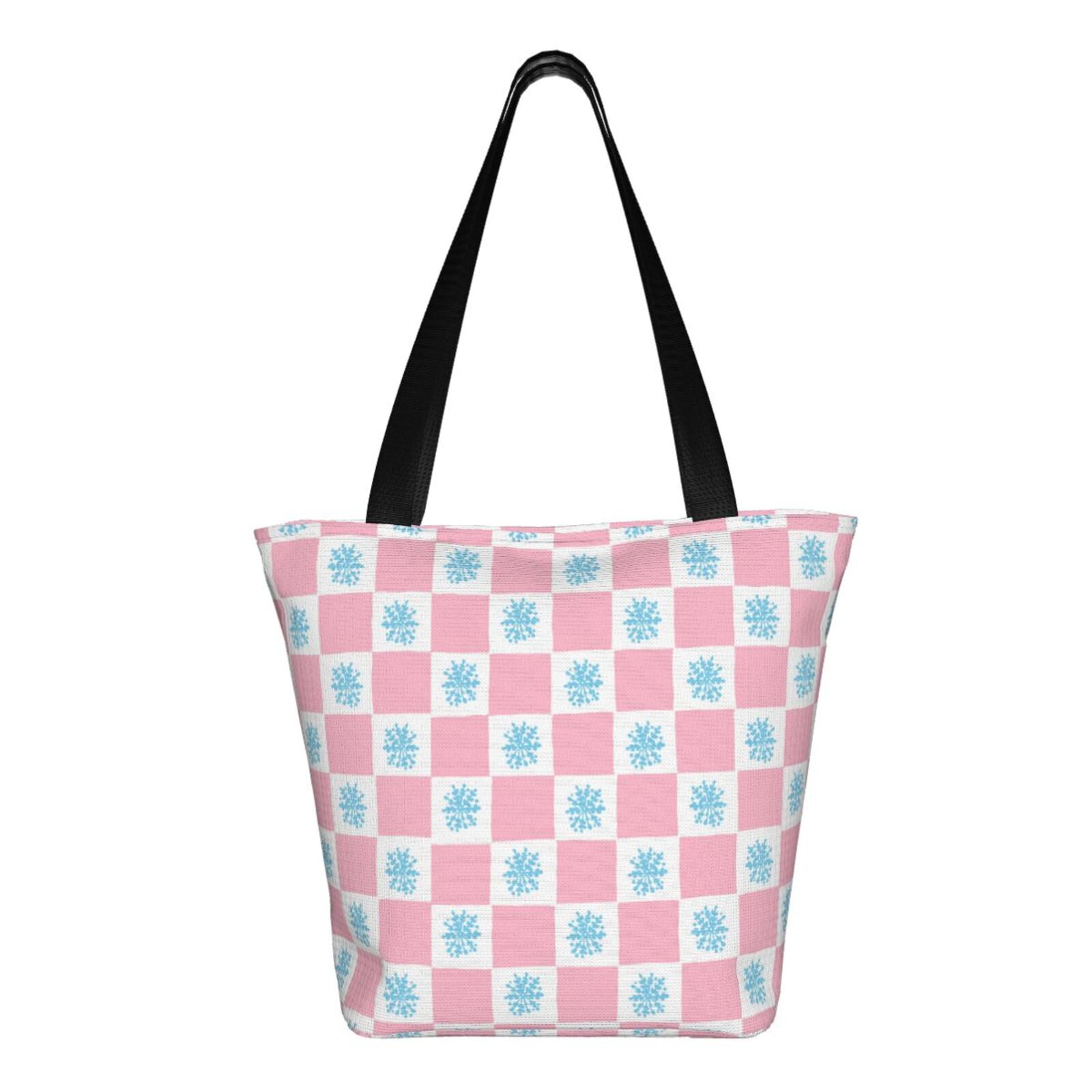 Uemuo Checkerboard With Snowflake Print Tote Bags for Women,Large ...