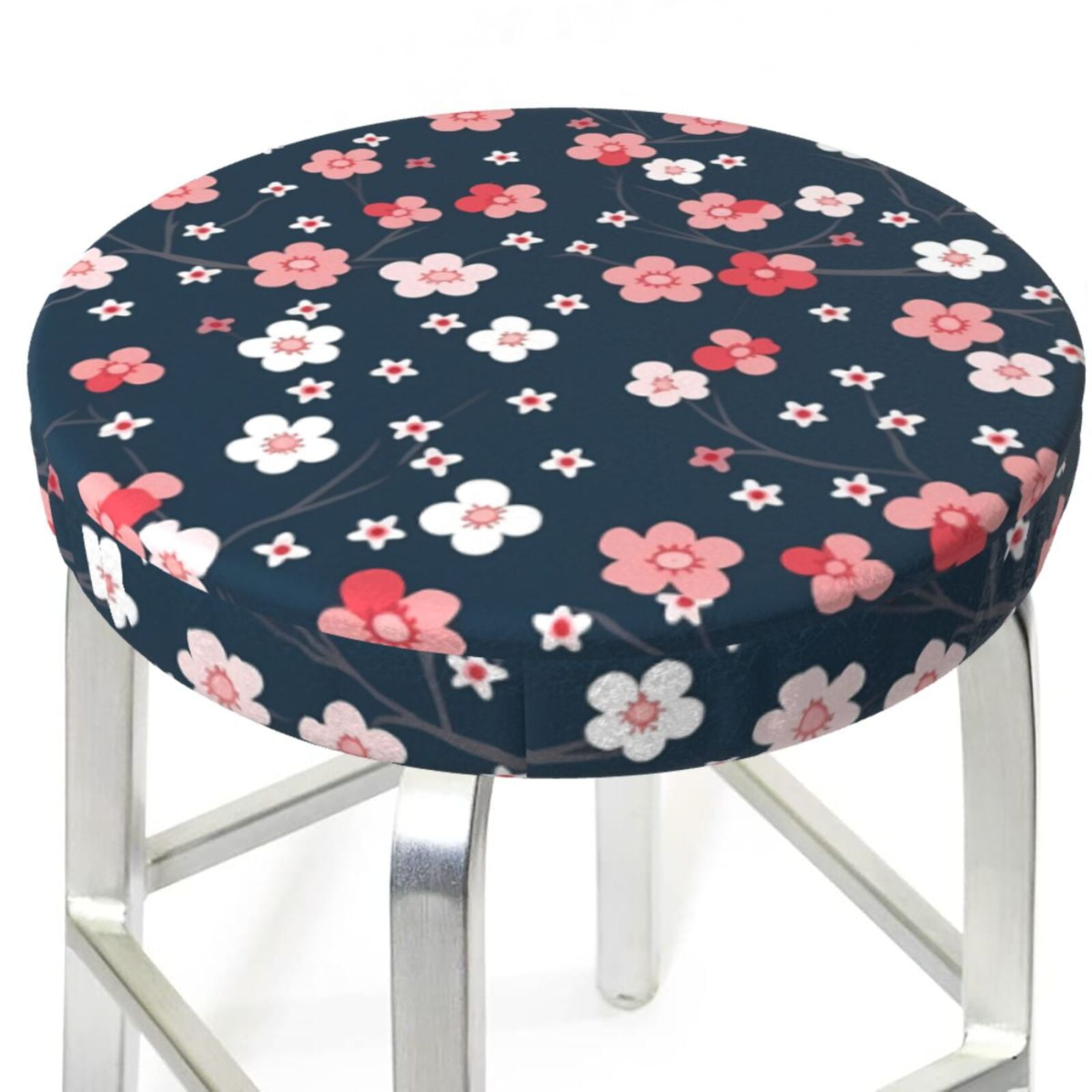 Uemuo Cherry Blossoms Pattern Round Bar Stool Seat Covers Washable ...