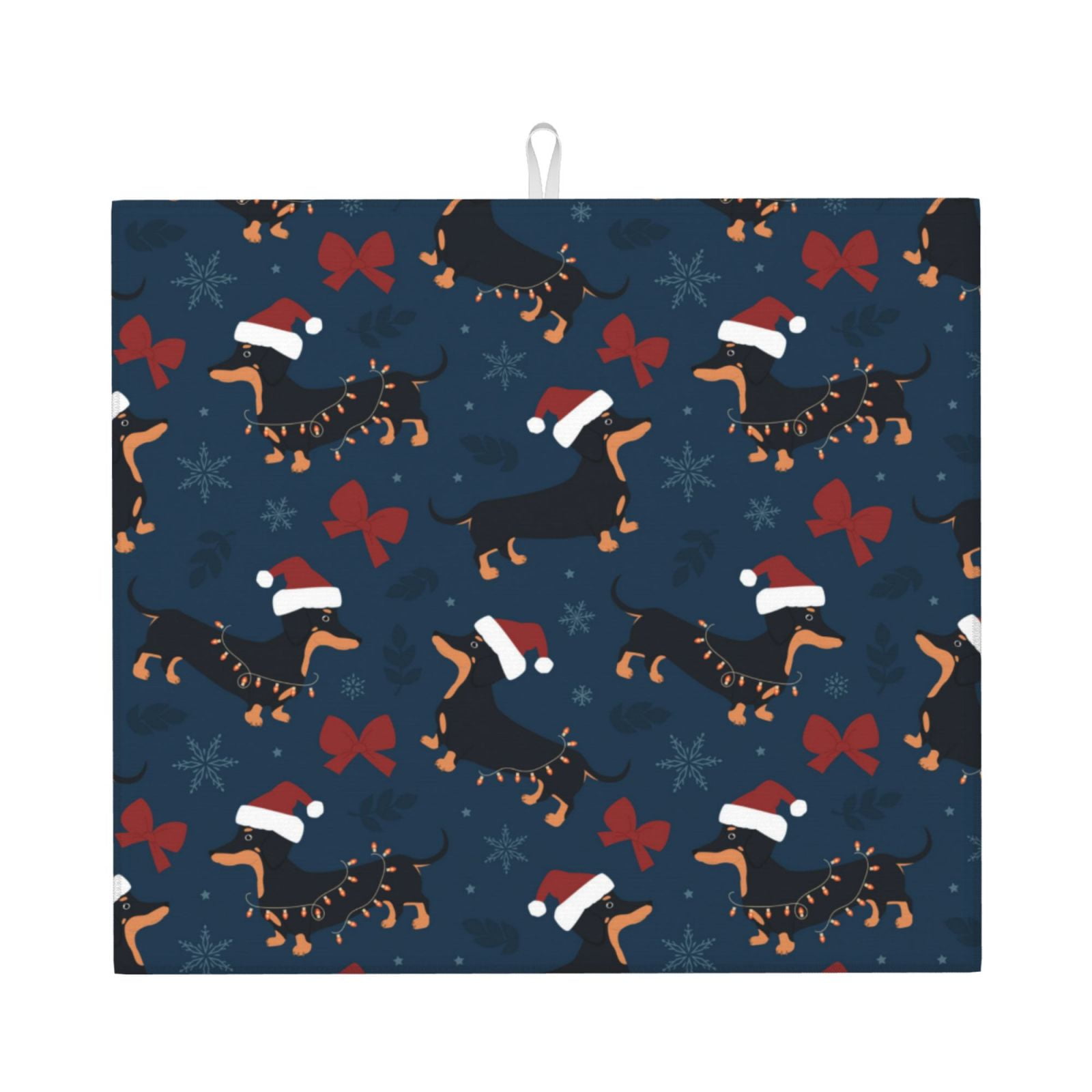 Uemuo Christmas Dachshund Pattern Dish Drying Mat,16*18 inch Absorbent ...