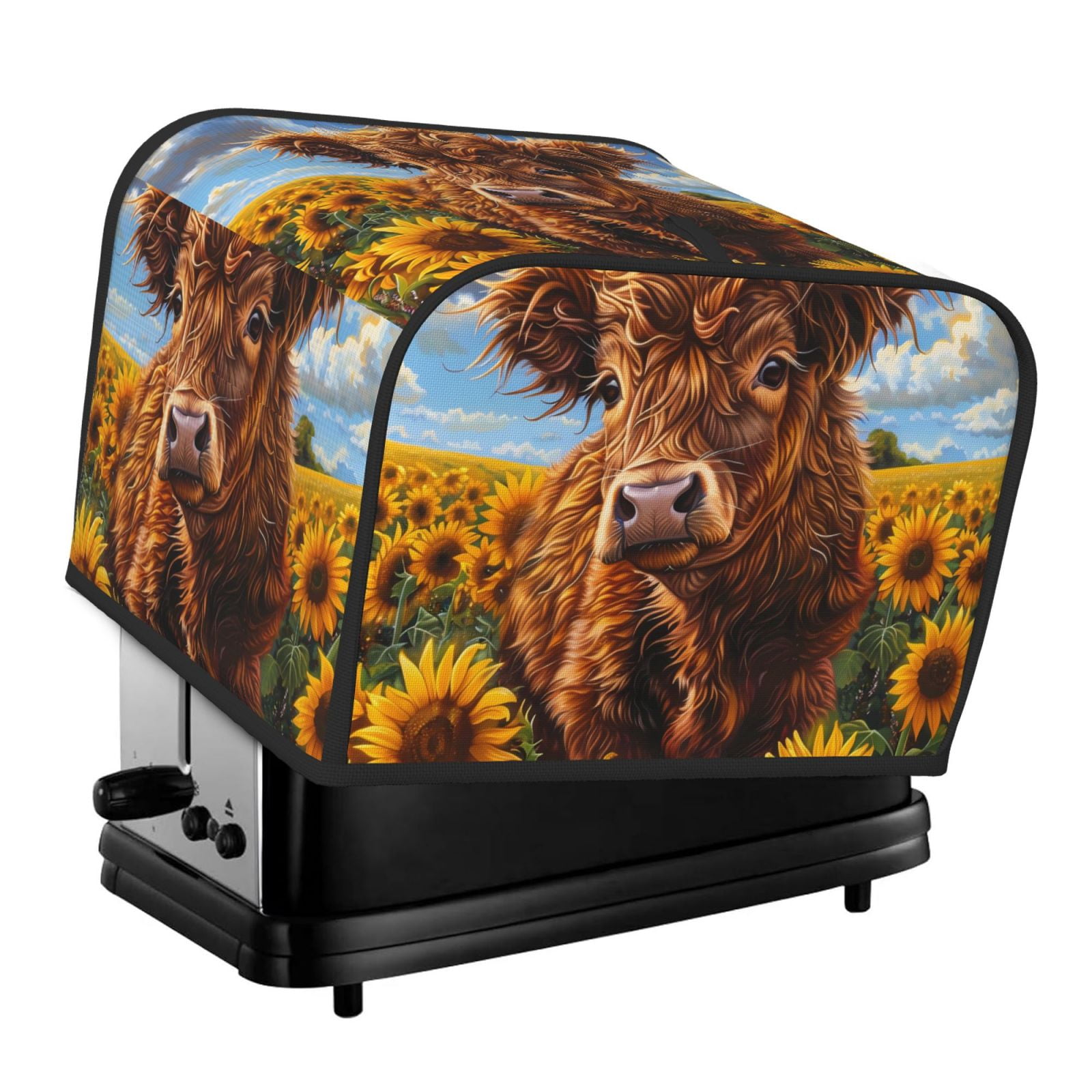 Uemuo Cloud Sky Sunflower Cow Print Toaster Cover 4 Slice, Small ...