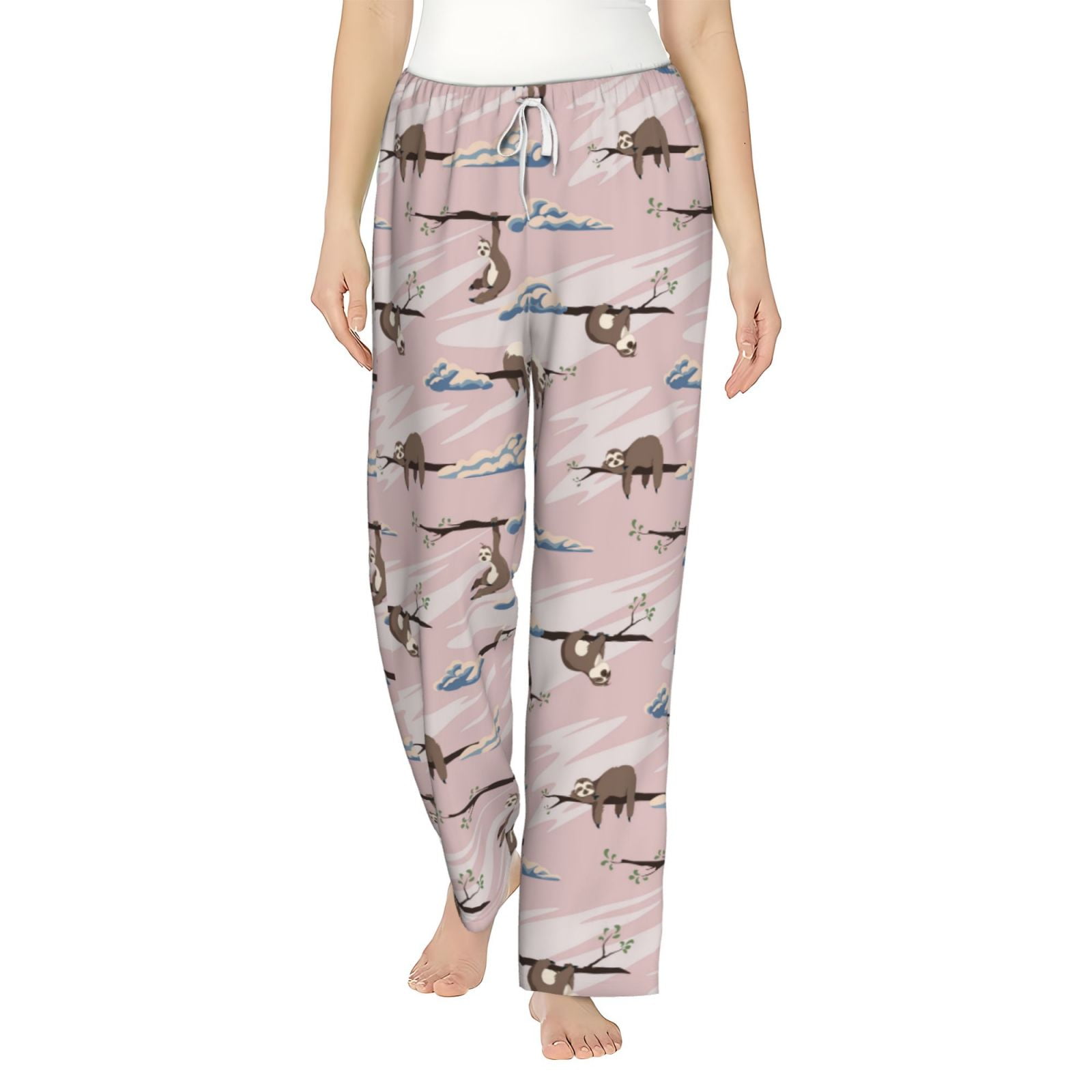 Uemuo Cloud Sloth Pattern Women's Wide Leg Palazzo Lounge Pants with ...