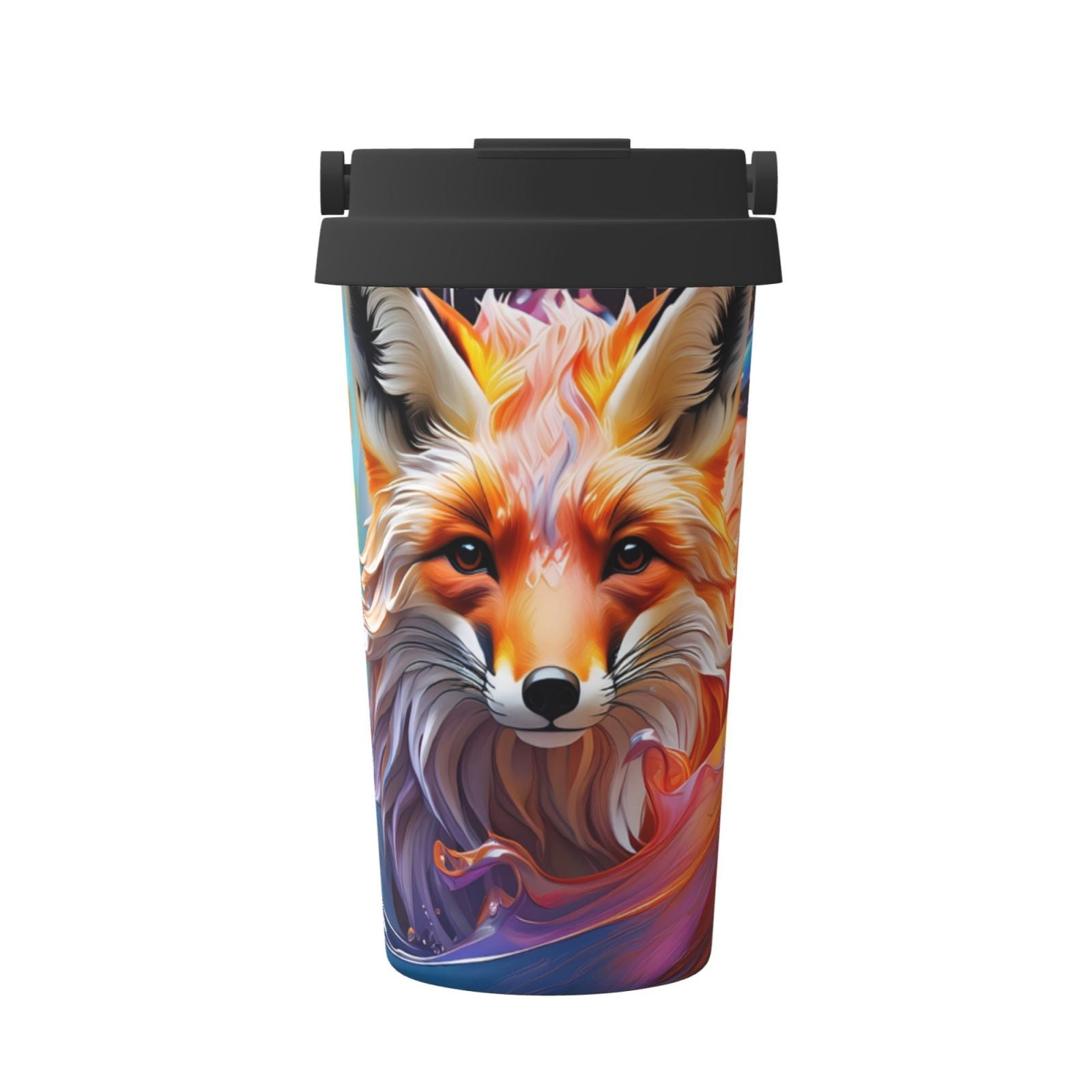 Uemuo Color Splash Fox Portrait Print Carry Insulated Coffee Mug ...