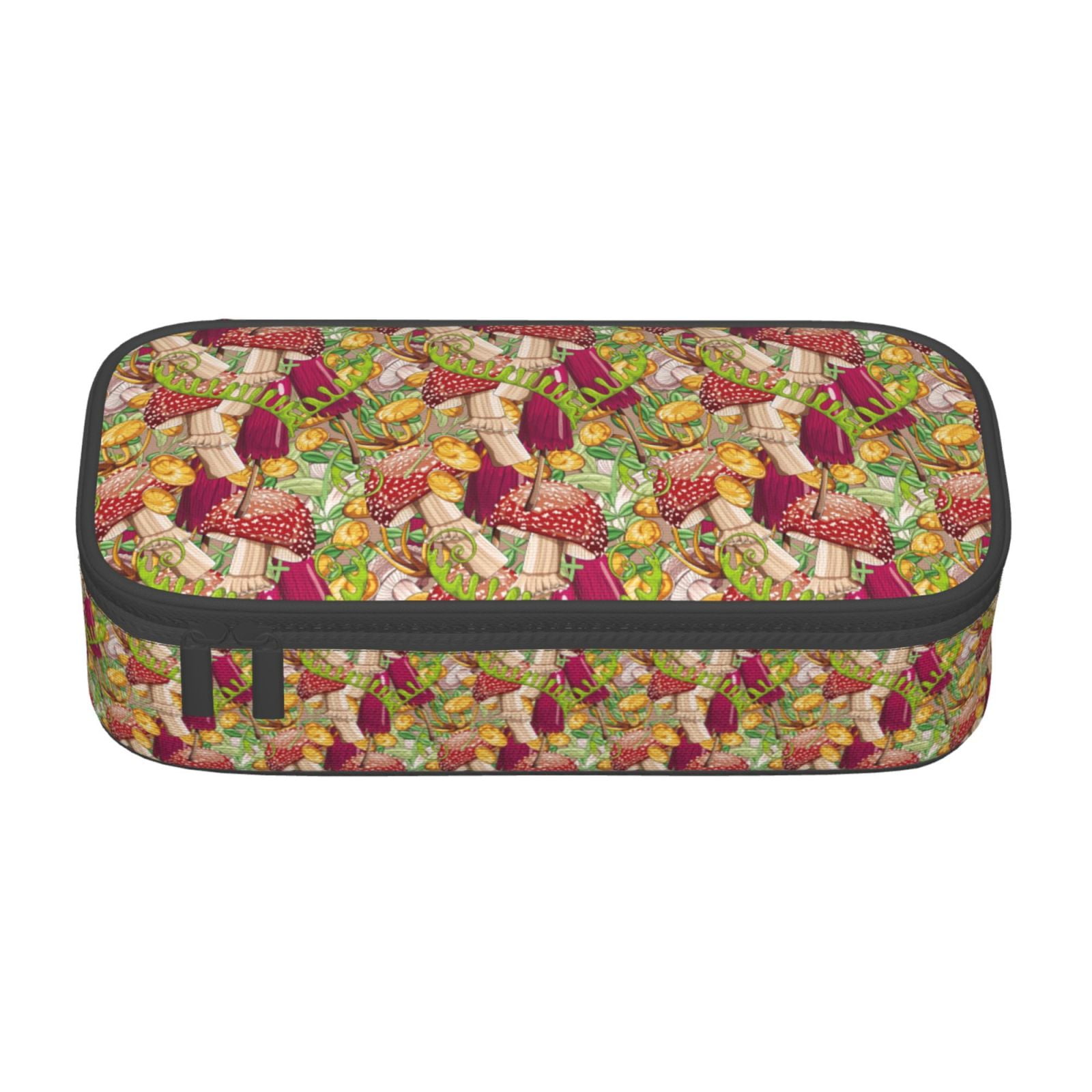 Uemuo Colored Large Mushrooms and Leaves Printed Large Pencil Case, Big ...