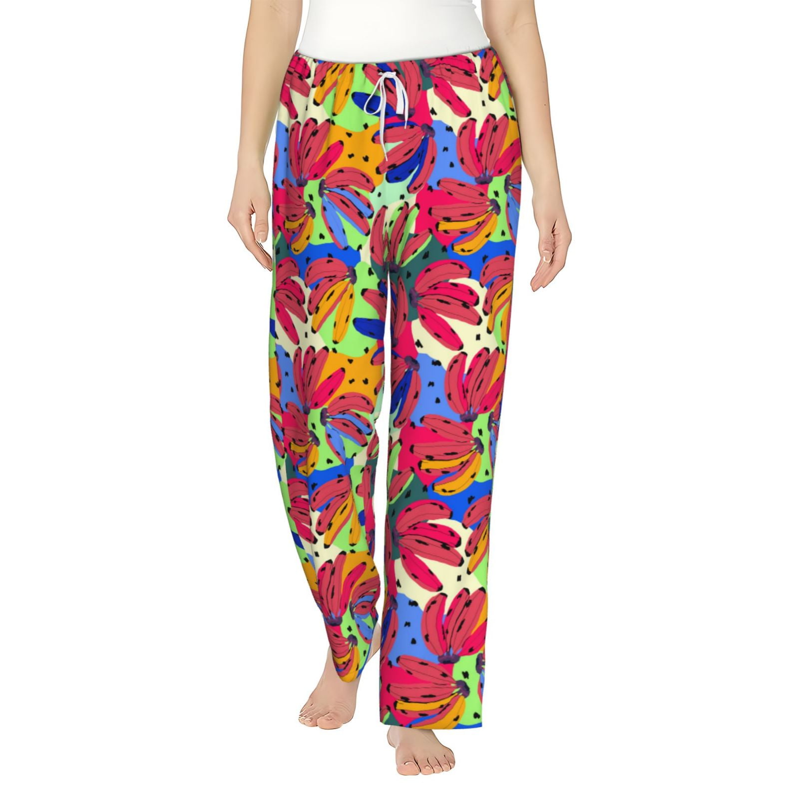 Uemuo Colorful Bananas Pattern Women's Wide Leg Palazzo Lounge Pants ...