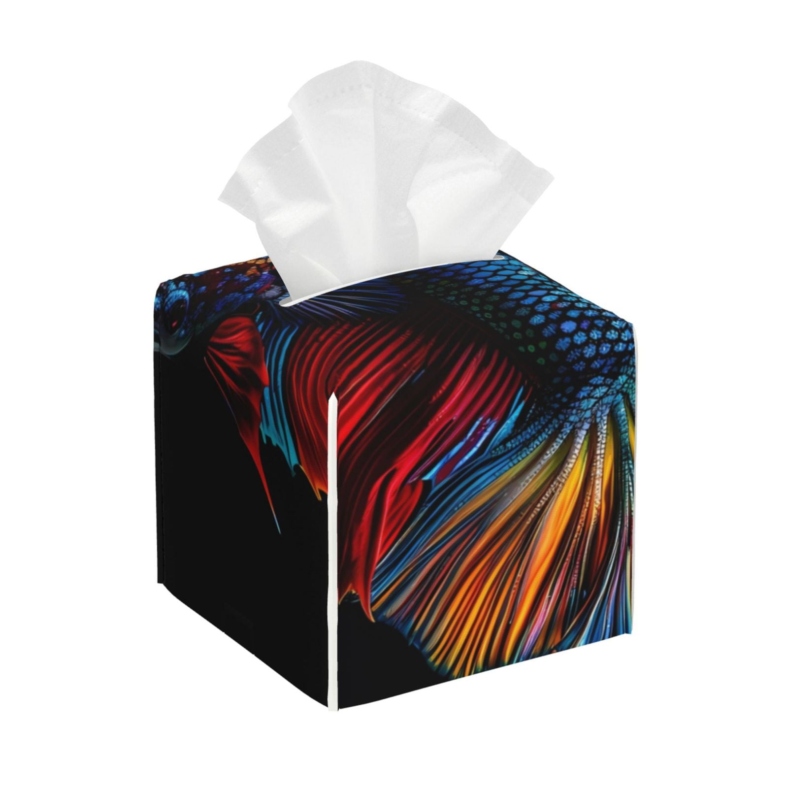 Uemuo Colorful Betta Fish Tissue Box Cover Holder, Square with Bottom ...