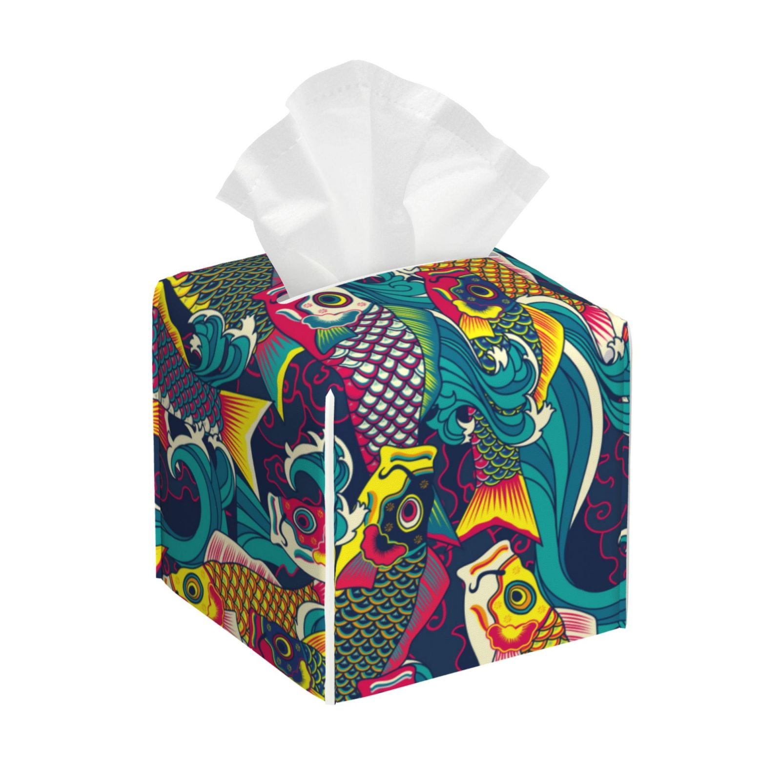 Uemuo Colorful Carp Streamer Tissue Box Cover Holder, Square with ...
