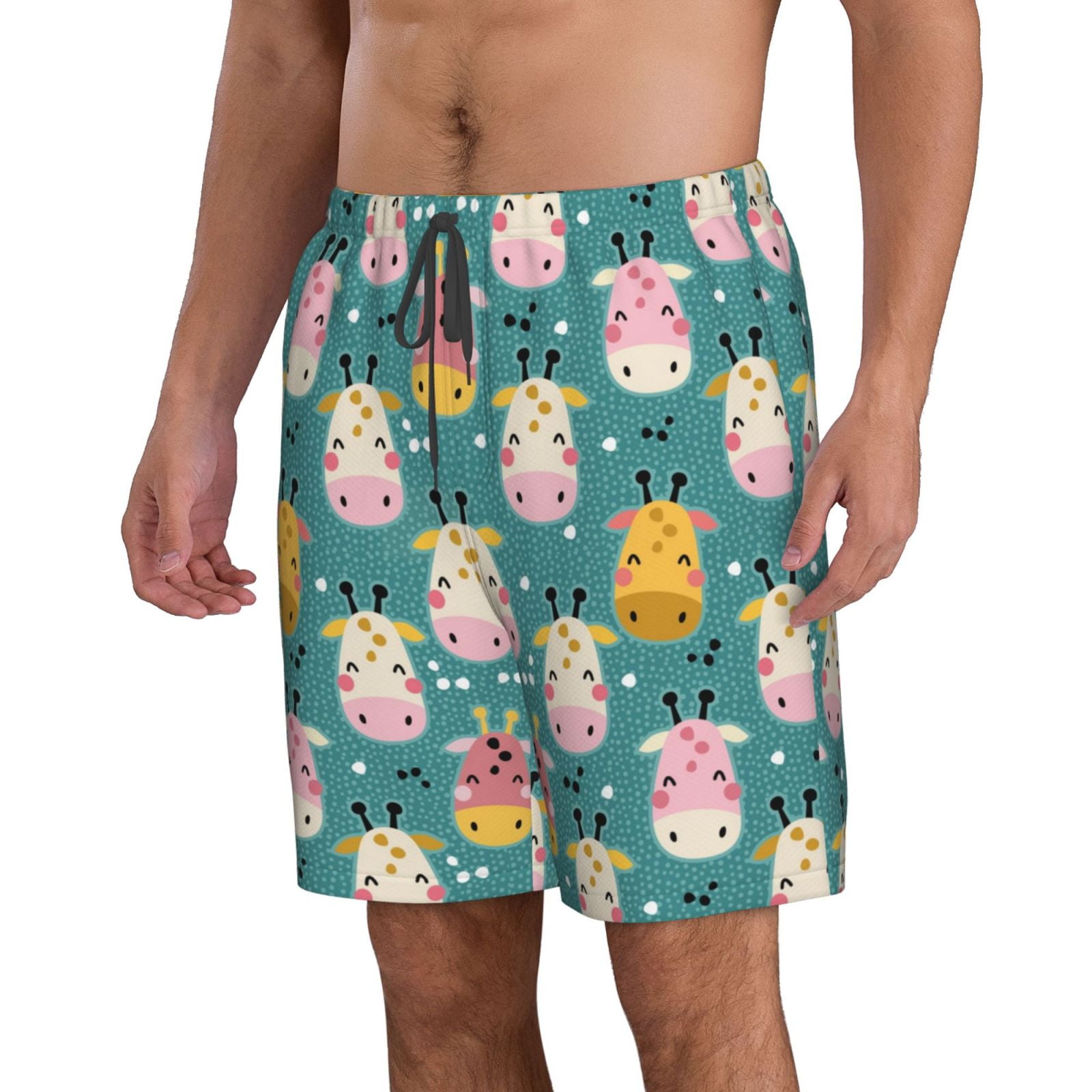 Uemuo Colorful Cow Pattern Men's Swim Trunks Hawaiian Beach Bathing ...