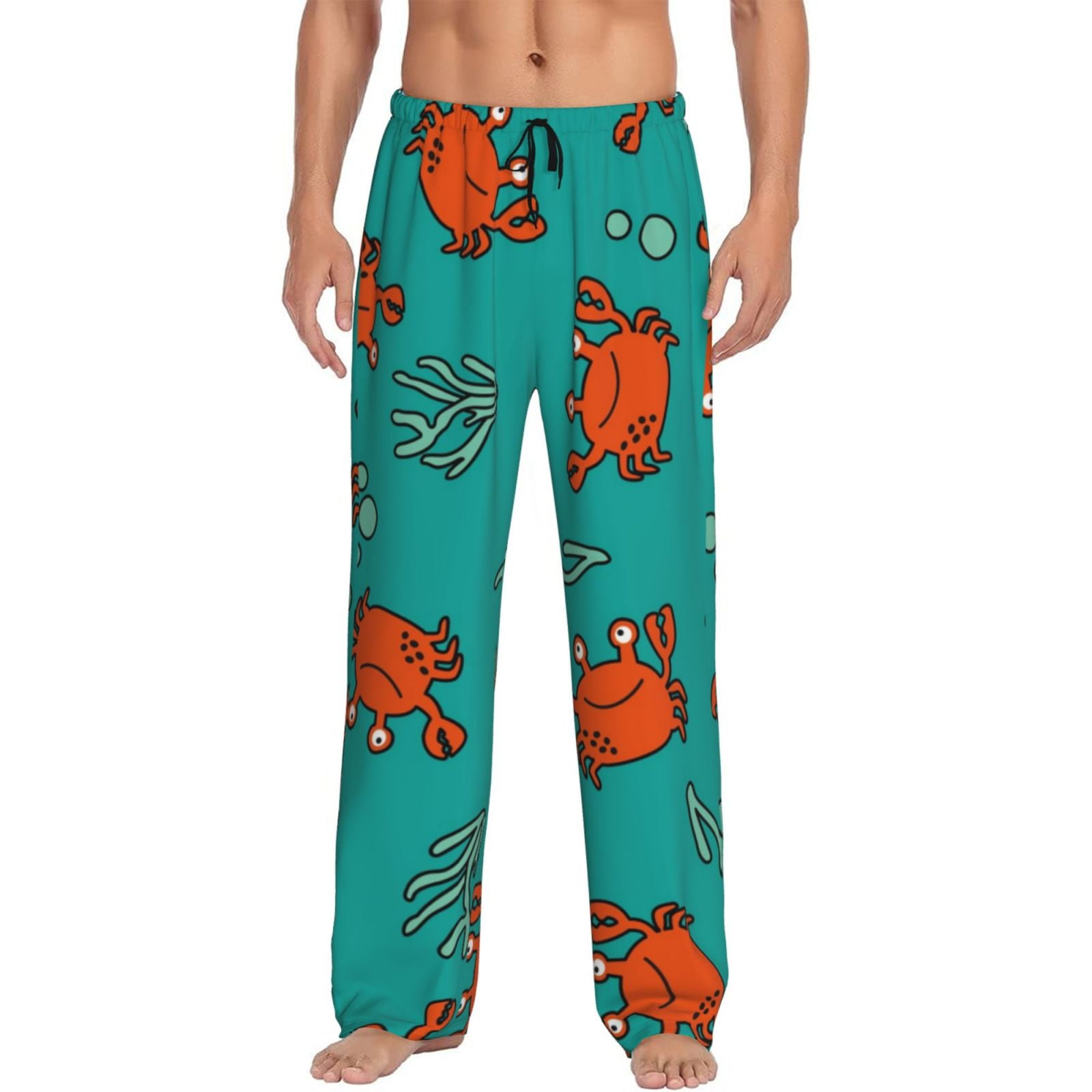 Uemuo Colorful Crab Pattern Men's Wide Leg Palazzo Lounge Pants with ...