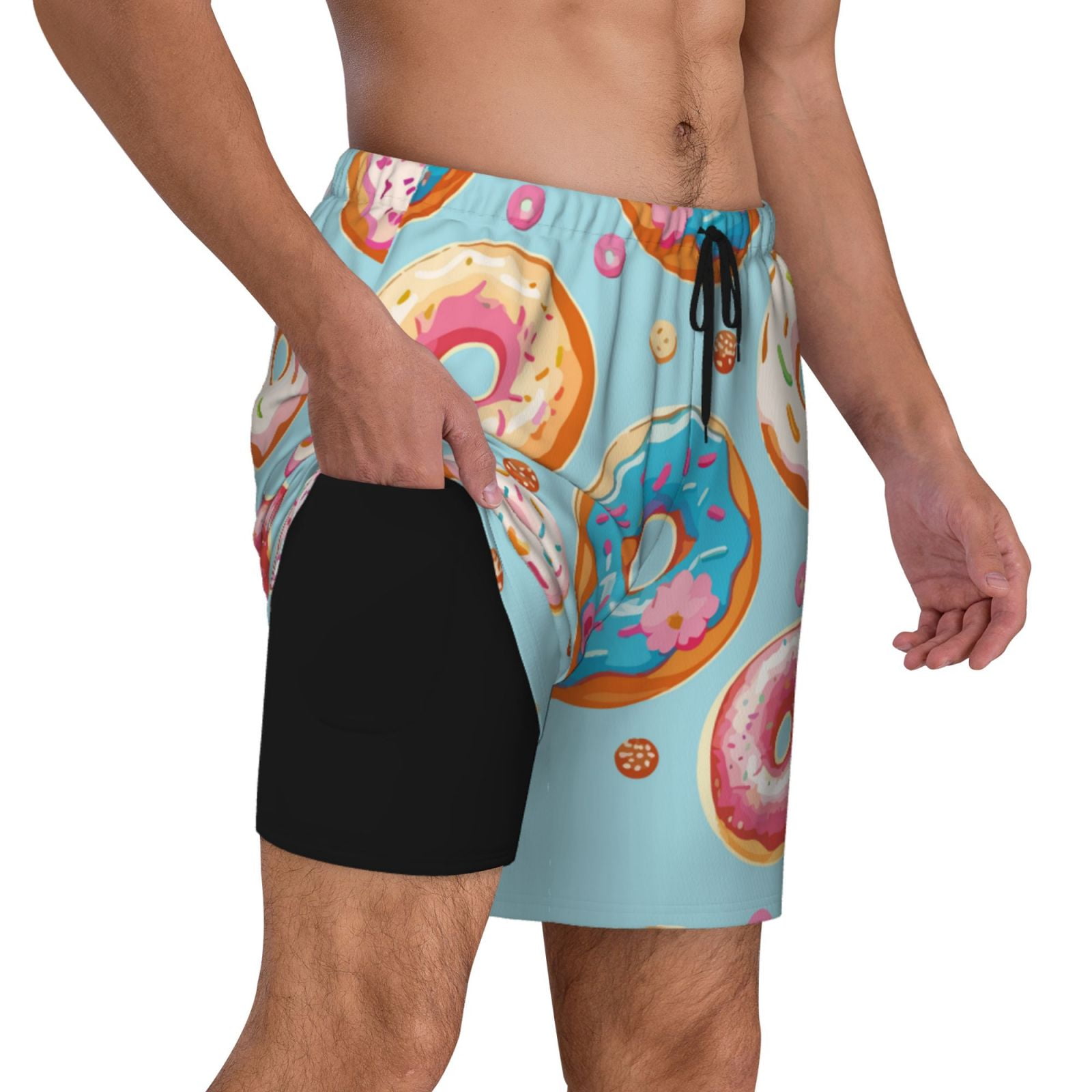 Uemuo Colorful Donut Pattern Mens Swim Trunks Quick Dry Board Shorts ...