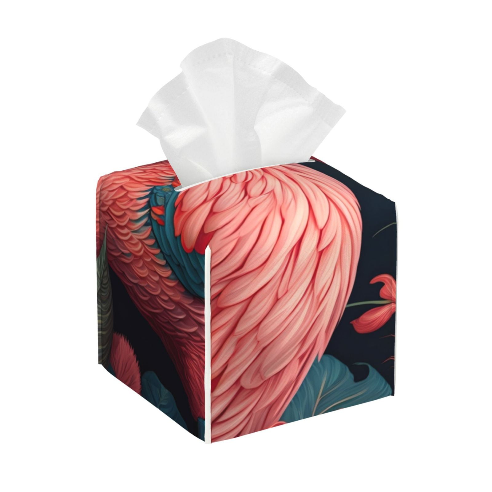 Uemuo Colorful Floral Flamingo Tissue Box Cover Holder, Square with ...